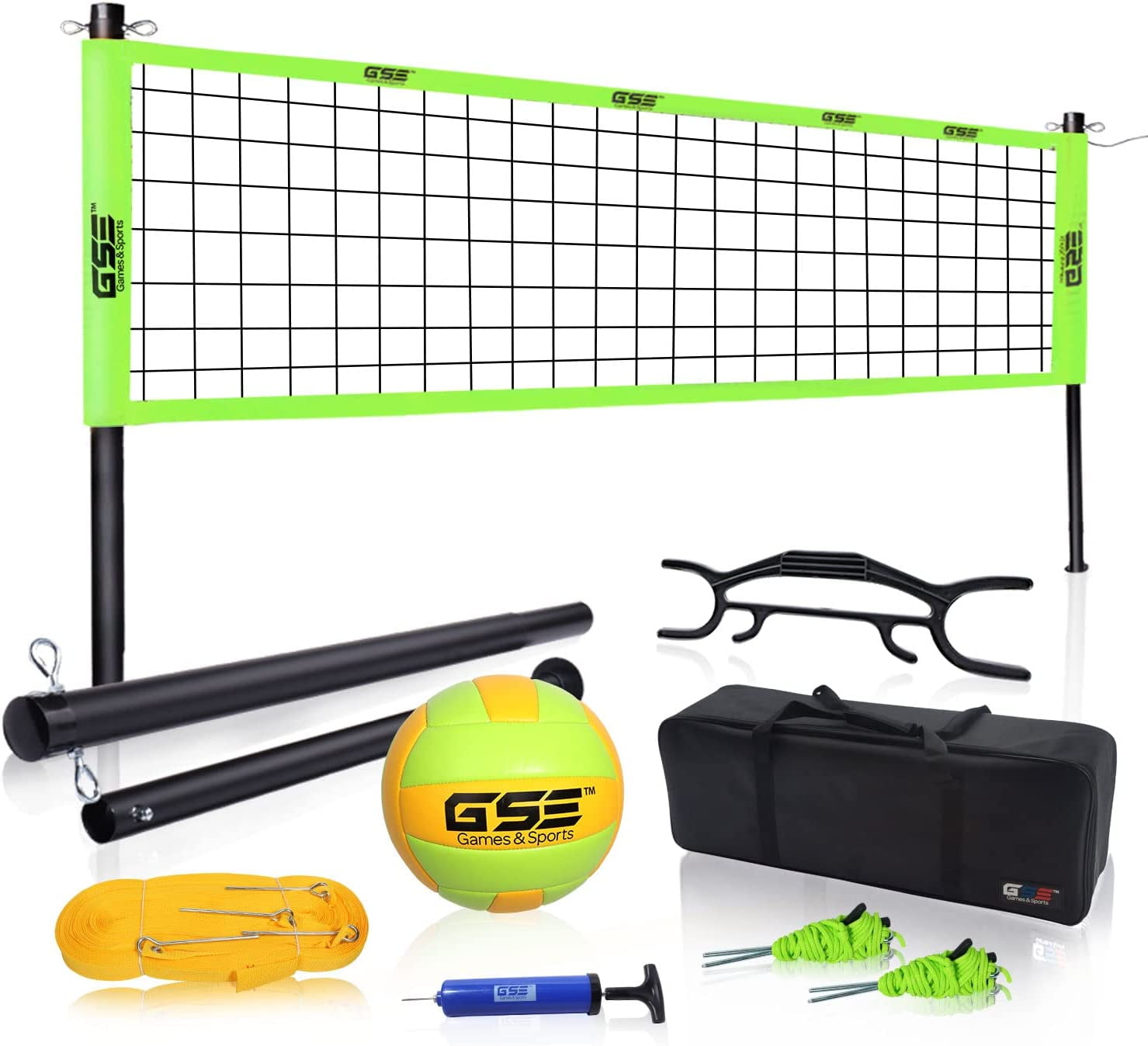 GSE Portable Volleyball Complete Set for Outdoor Backyard, Lawn, Park ...