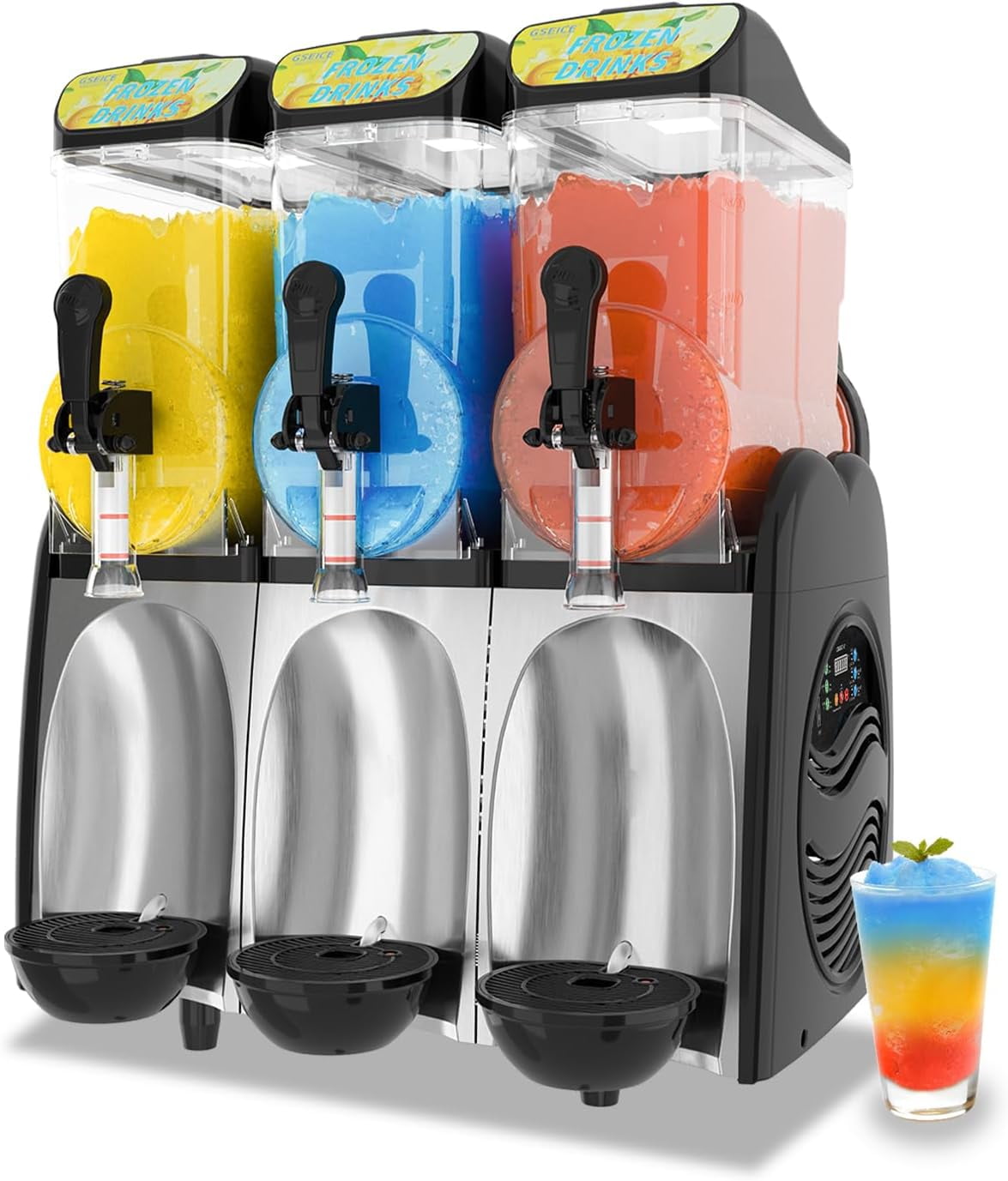 GSEICE 12-Gallon Commercial Slushy Machine with 3 Tanks – Professional ...