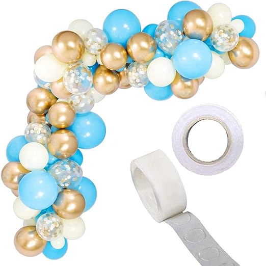 GSK 86 Pcs Balloon Party Decoration Combo | 25 White Metallic, 25 Blue ...
