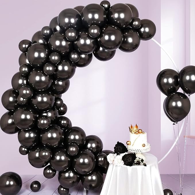 GSK Black Metallic Balloons - 50 Pcs Metallic Balloons for Birthday ...