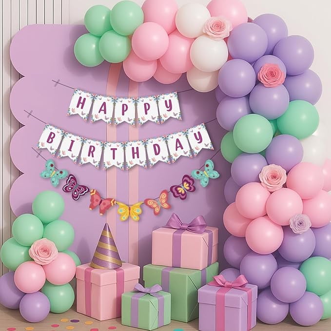 GSK Latex, Cradstock Butterfly Theme Decorations – 44 Pcs Birthday ...
