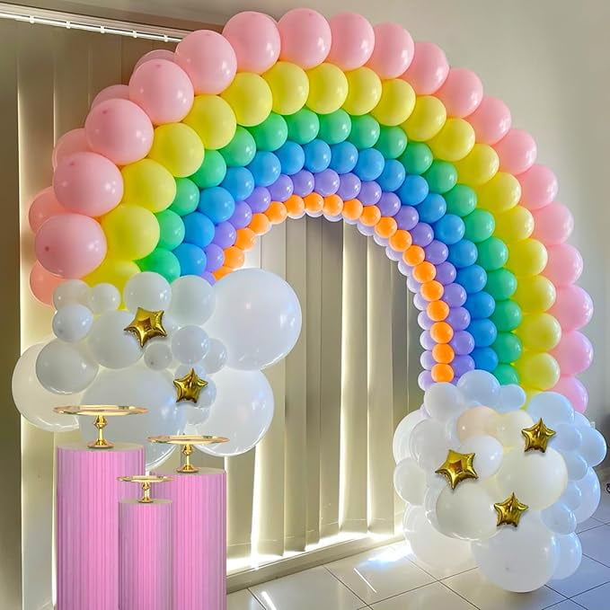GSK Rainbow Theme Decorations – Pack of 122 Pcs Multicolored Balloons ...