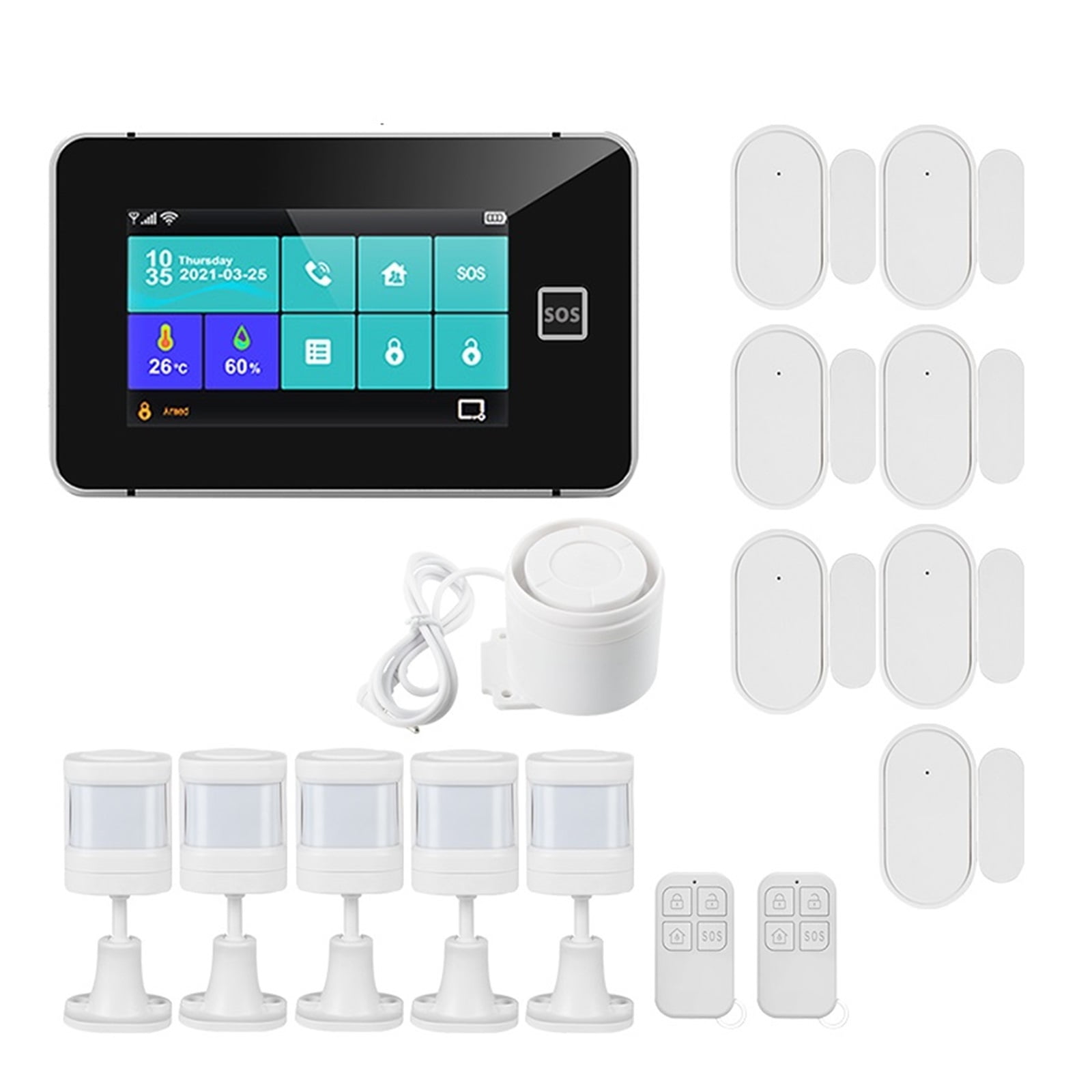 GSM Alarm System Smart Home Security 4.3 Inch Touch Color Screen Arming ...