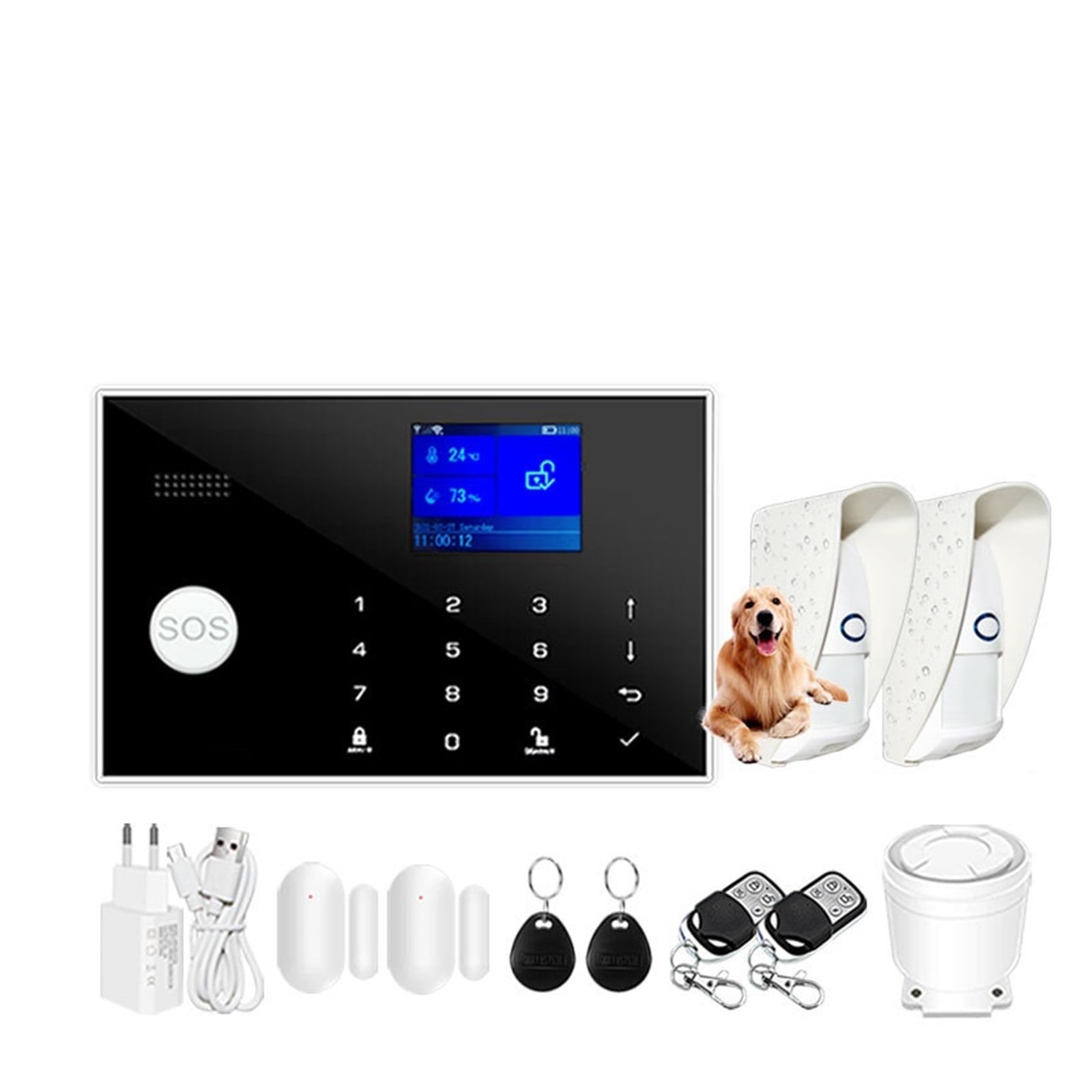 GSM Alarm System Tuya Smart Home TFT Screen RFID APP Touch Keyboard House Burglar Security Alarm ...