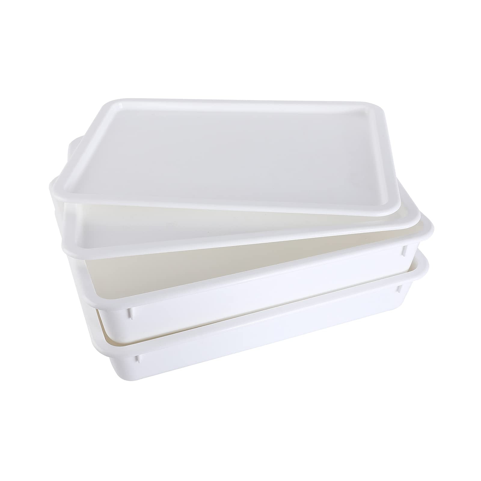 GSM Brands Pizza Dough Proofing Box - Stackable Commercial Quality Trays with Covers (17.25 x 13 ...