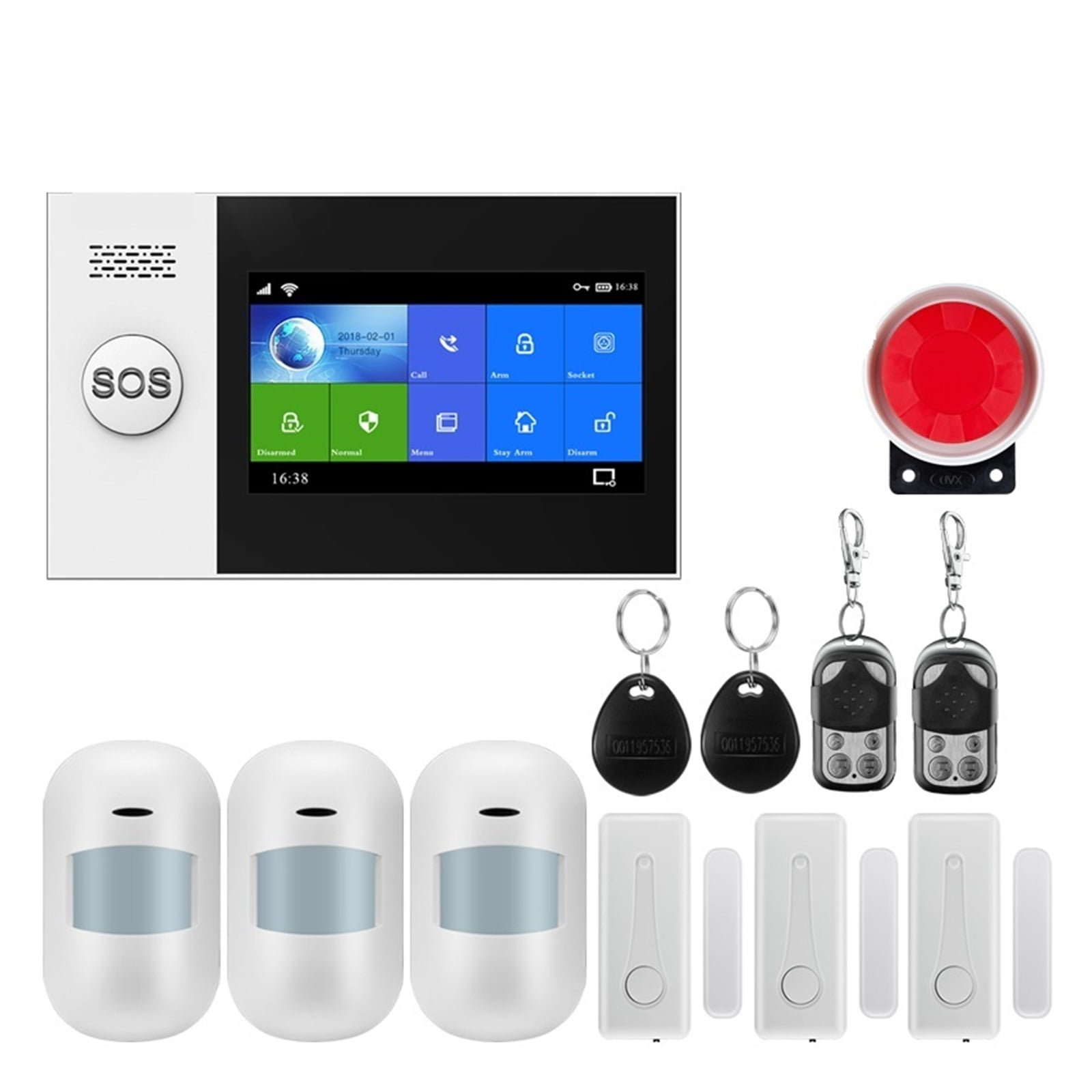 GSM Home Burglar Alarm System IP Camera PIR Motion Sensor Door Sensor ...