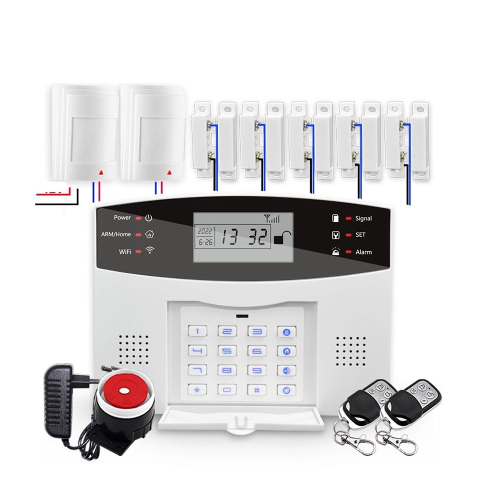 GSM Home Alarm System LCD Screen 433MHz Wireless Wired Sensor Smart ...