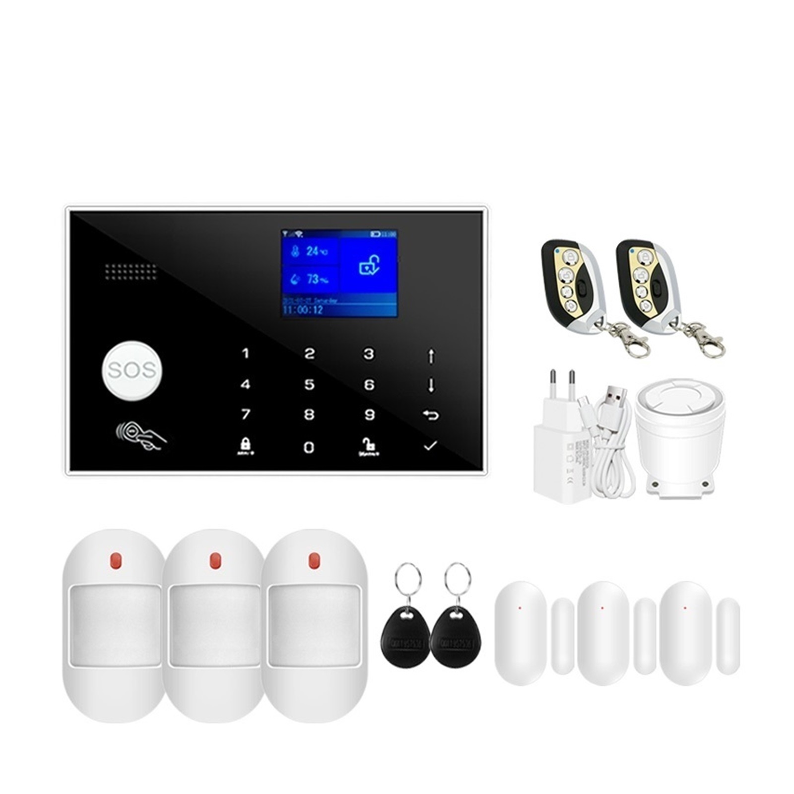 GSM Home Alarm System Smart Security Burglar Host Touch Keyboard Support 433MHz Wireless ...