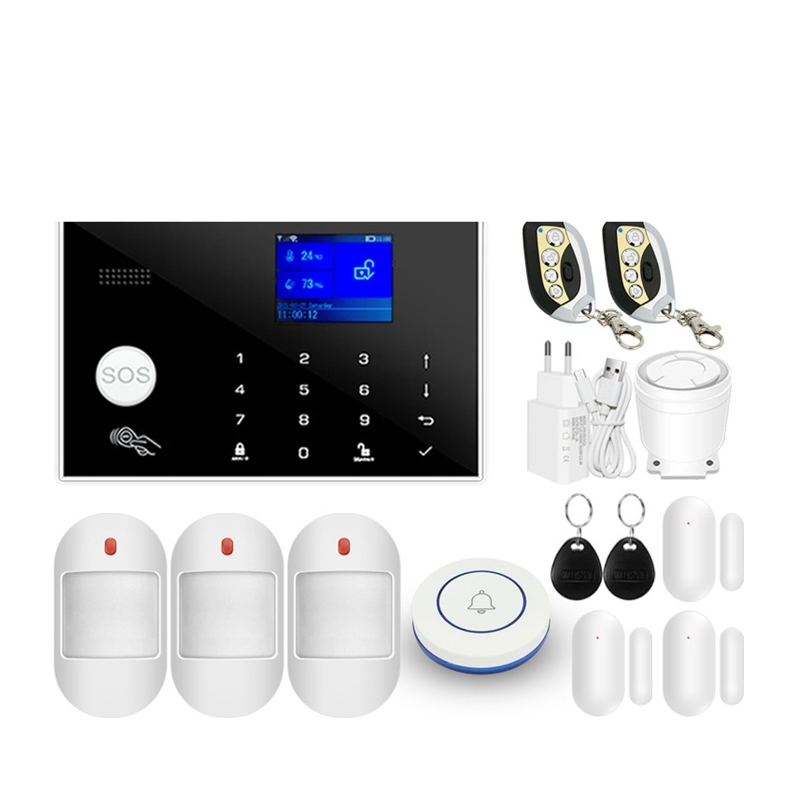 GSM Home Alarm System Smart Security Burglar Host Touch Keyboard Support 433MHz Wireless ...