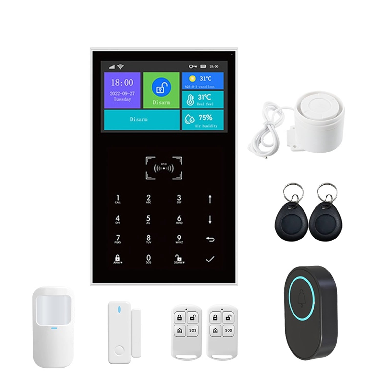 GSM Security Alarm System 4.3 Inch Screen Host With Door And Motion ...