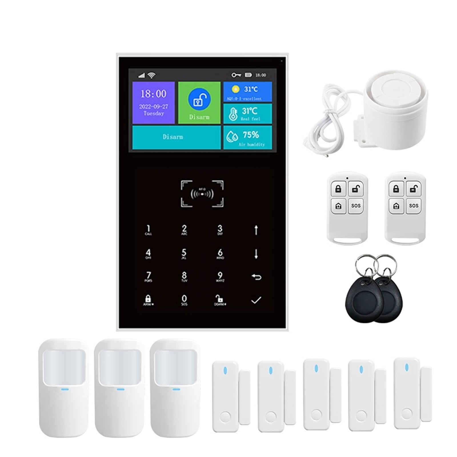 GSM Security Alarm System 4.3 Inch Screen Host With Door And Motion ...