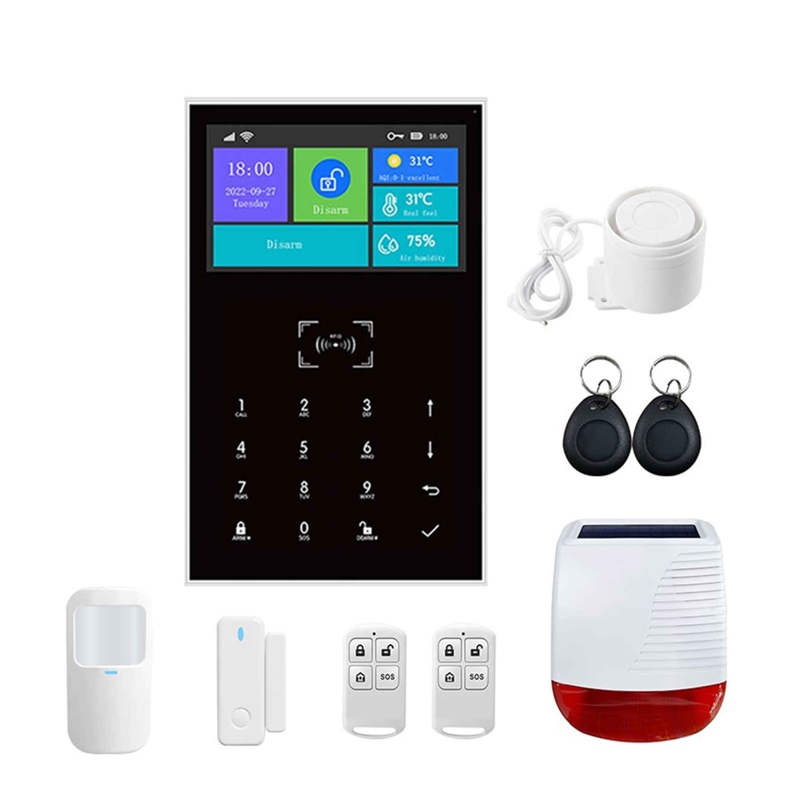 GSM Security Alarm System 4.3 Inch Screen Host With Door And Motion ...