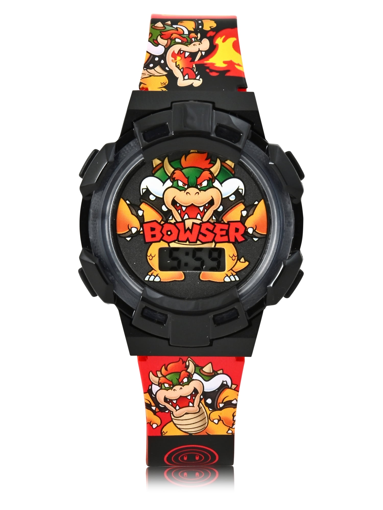 GSM4289WM Mario Kids Flashing Lights LCD Watch with Printed Strap and ...