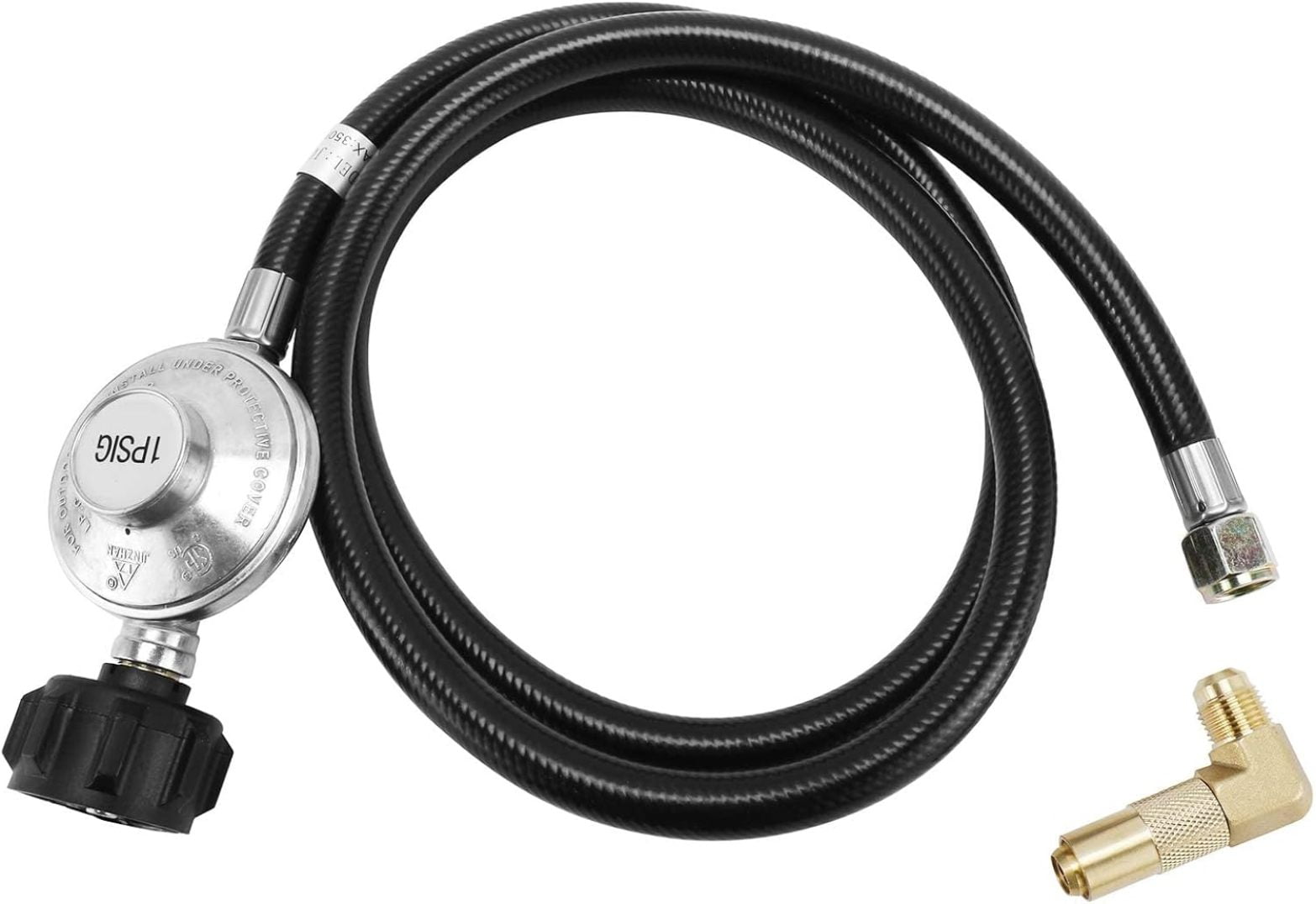 GSNF Propane Regulator with Hose, 5ft Hose and Elbow Fitting Adapter ...