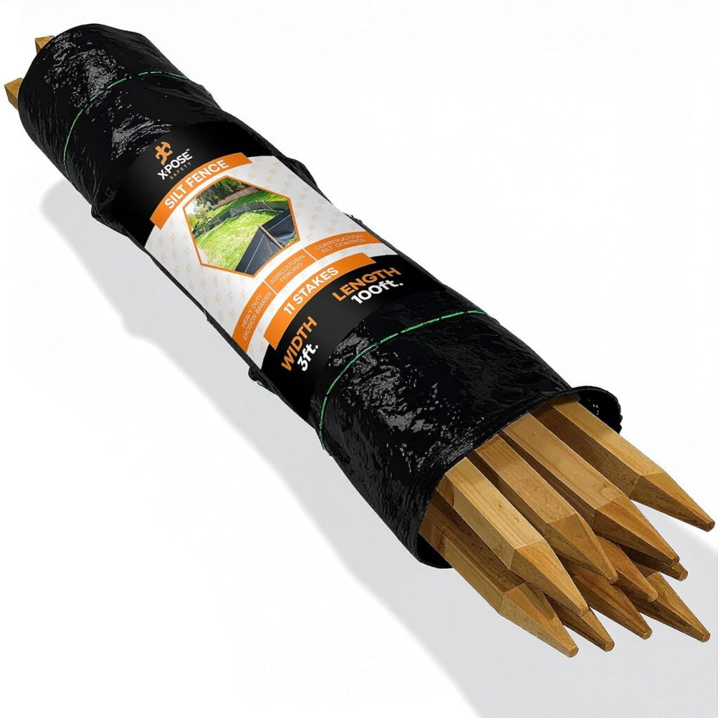 GSNF Silt Fence 3' x 100' with 11 Stakes – Heavy Duty Erosion Barrier ...