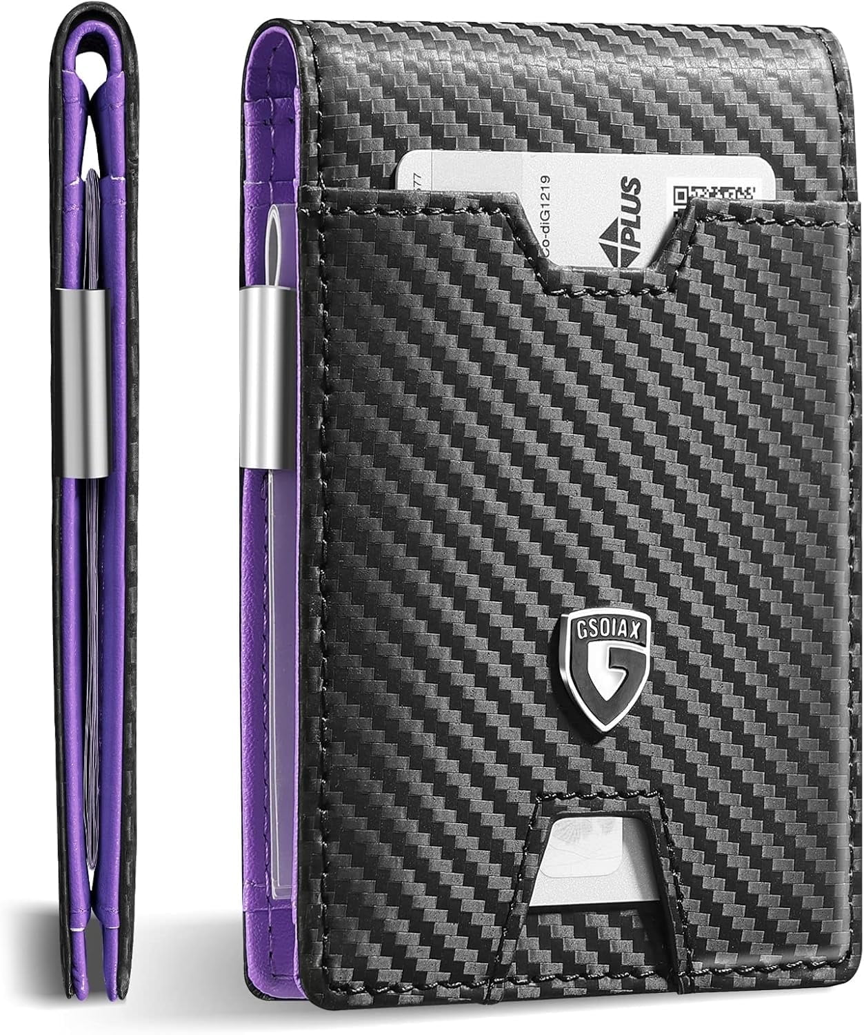 GSOIAX Men's Slim Bifold Minimalist Wallet, RFID Blocking, Purple, with ...
