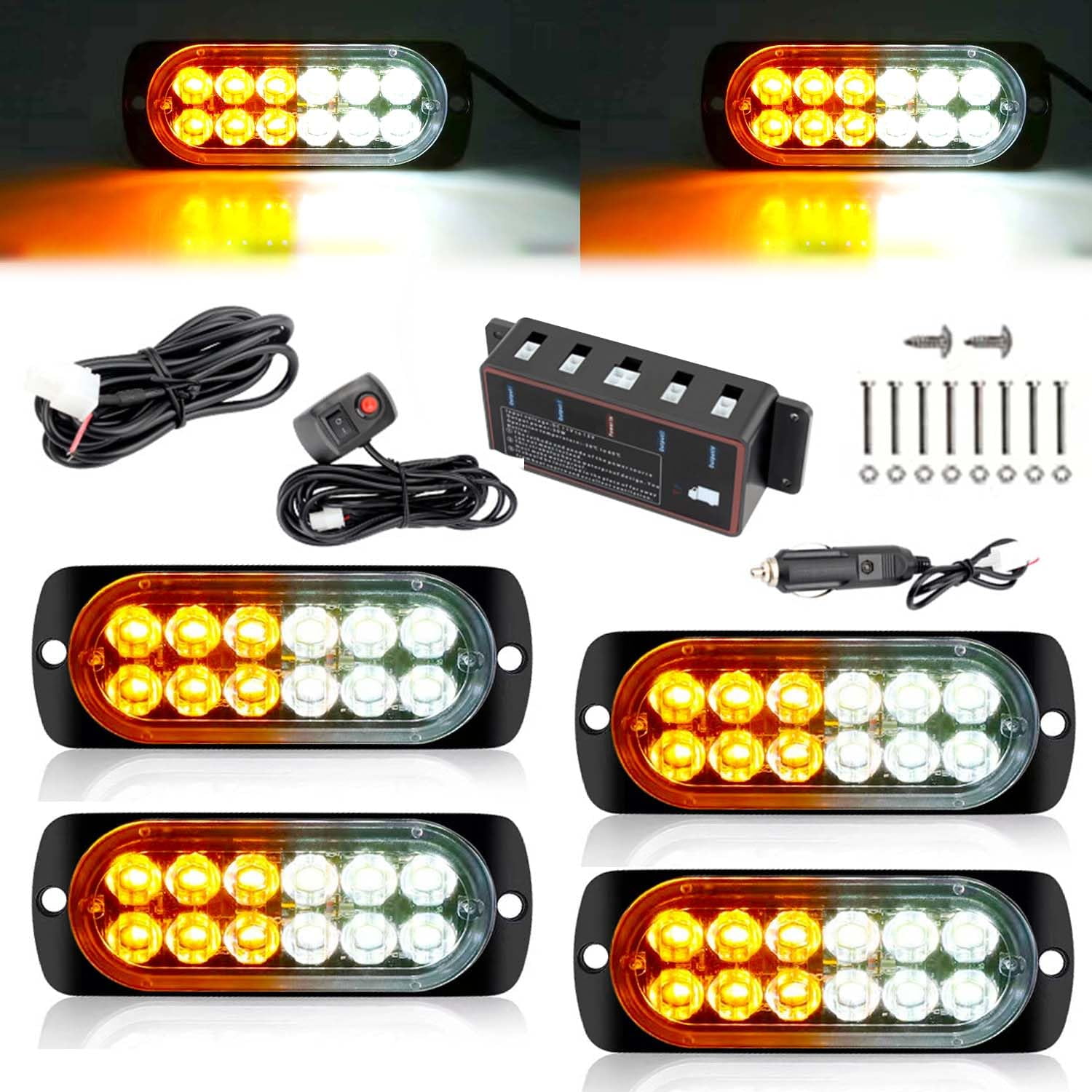 GSOWO 4 PCS [Sync OIF8 Feature] LED Strobe Lights Trucks, LED Emergency ...