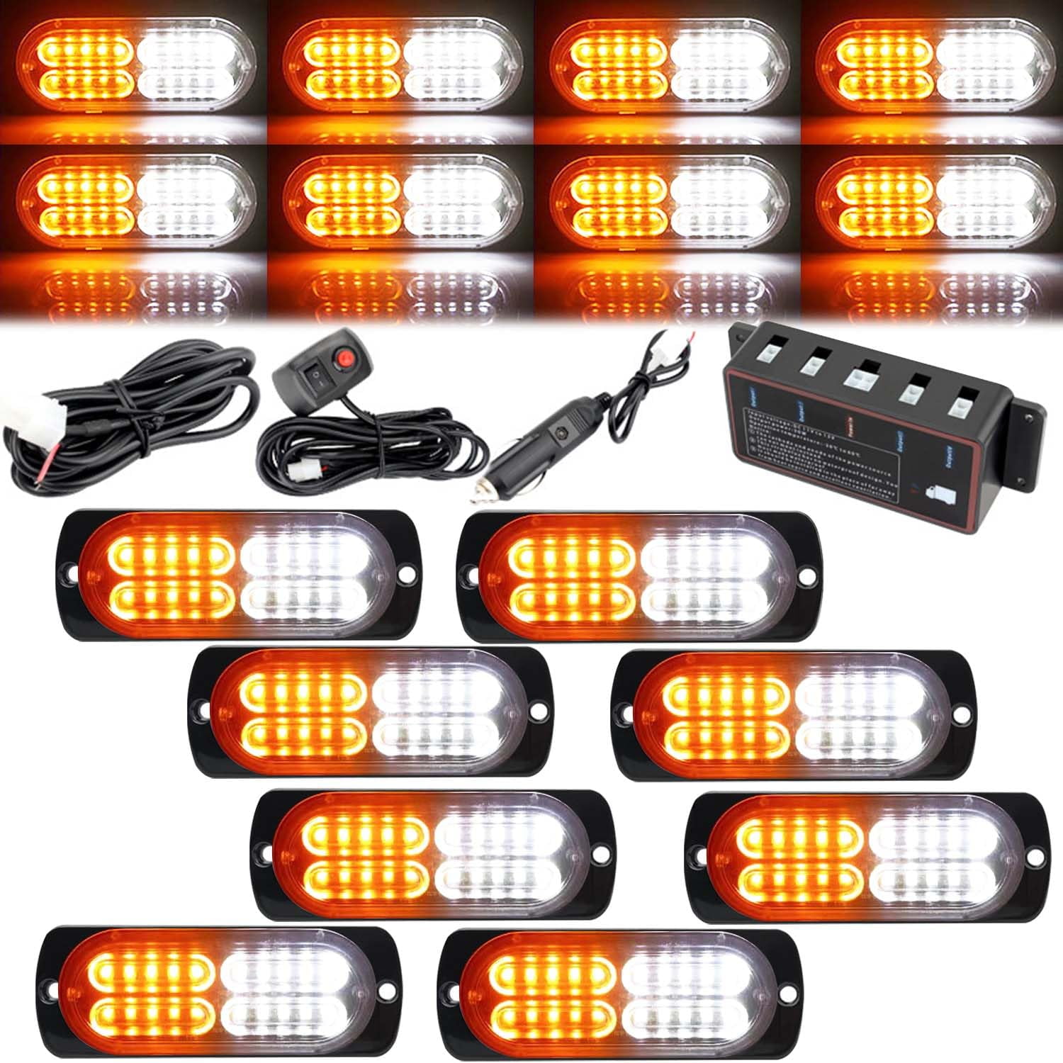 GSOWO 8 PCS [24-LED OIF8 Sync Feature] LED Strobe for Trucks, Emergency ...