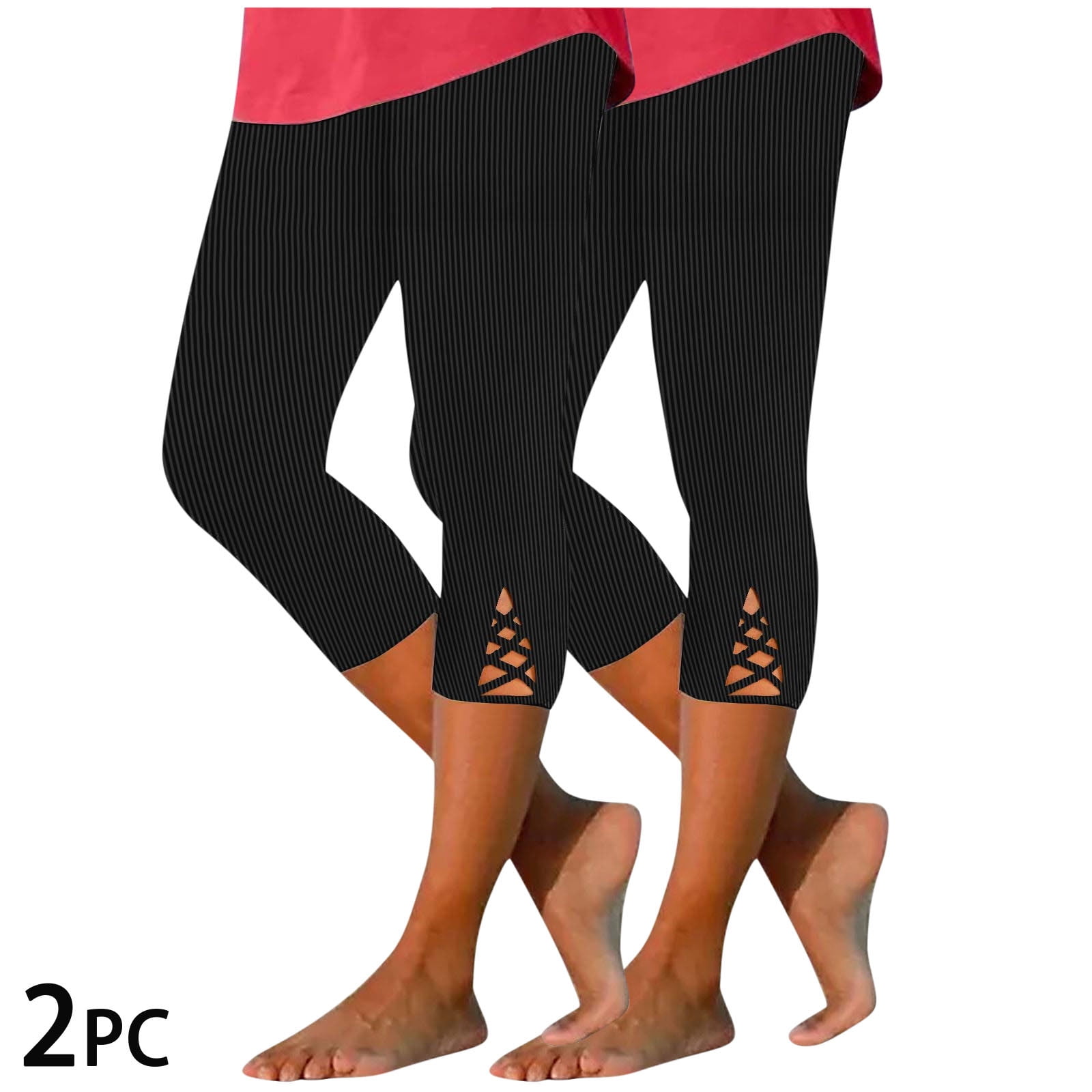 GSPCLAM 2 Piece Capri Pants Set for Women Outgoing Summer Yoga Capris Solid Color Casual Control ...