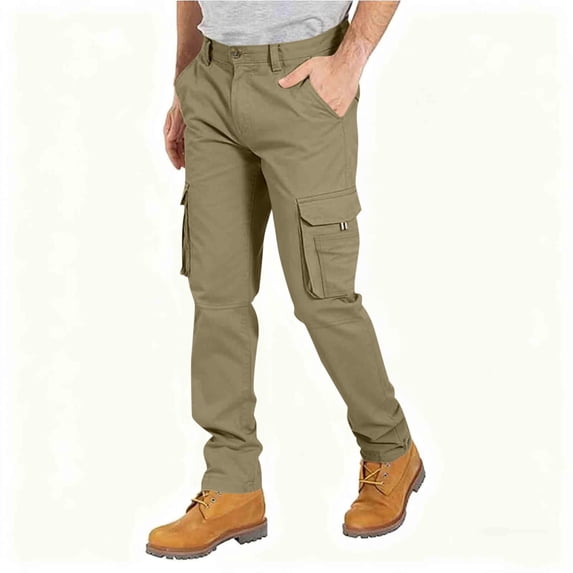 GSPCLAM Cargo Pants for Men Workwear Durable Pants with Pockets Solid ...