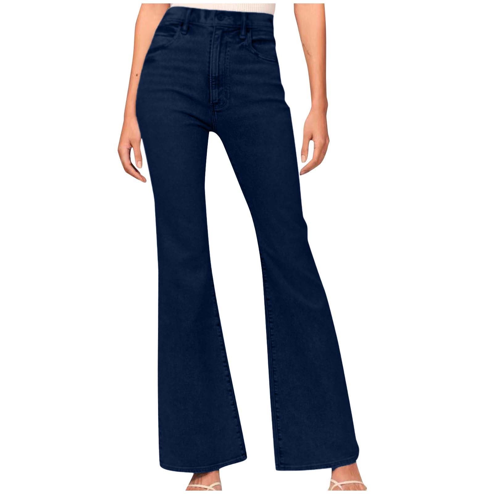 GSPCLAM Casual Flare Womens Jeans Solid Color High Waisteded Jeans Soft ...