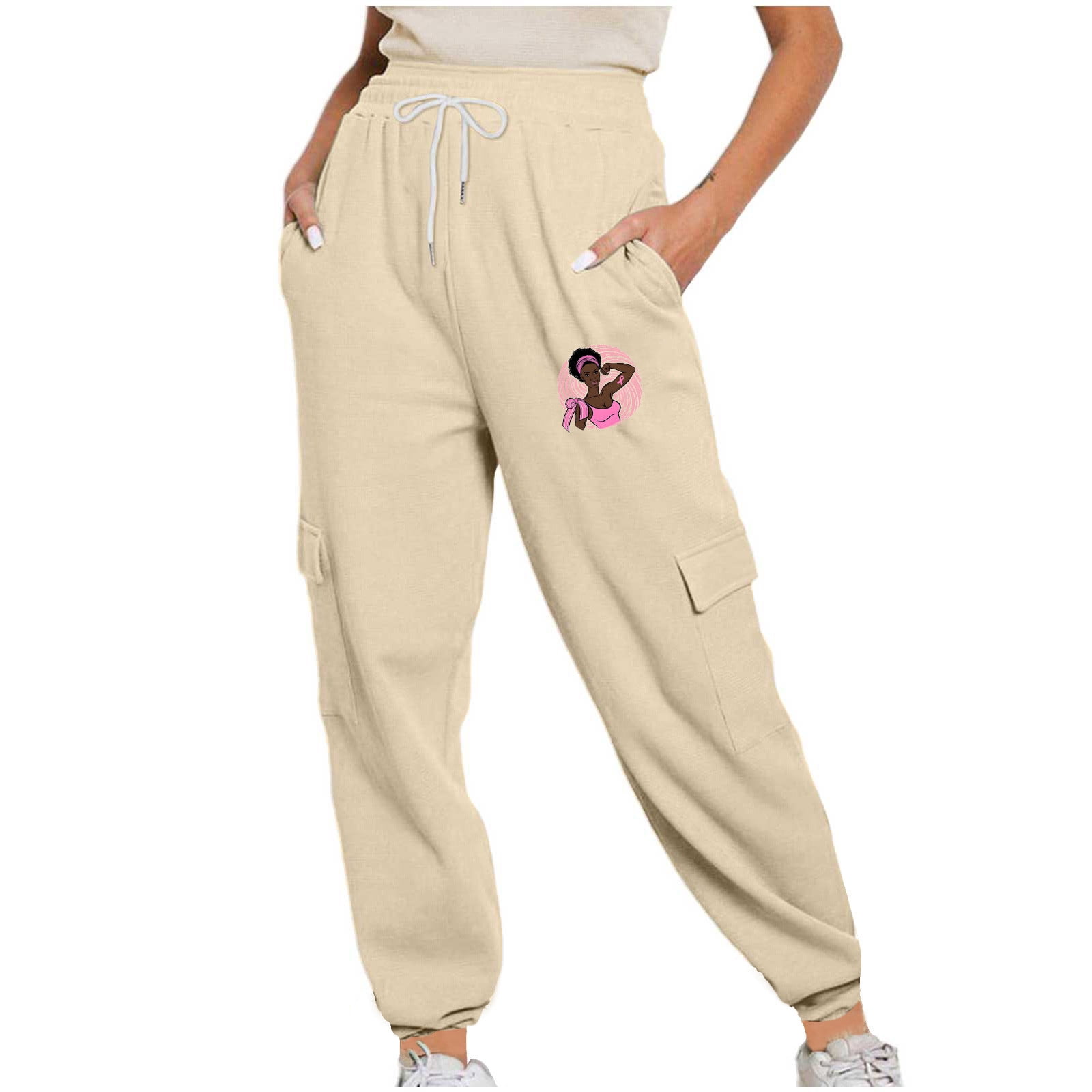 GSPCLAM Casual Jogging Womens Cargo Pants Print Runing Pants Elastic ...