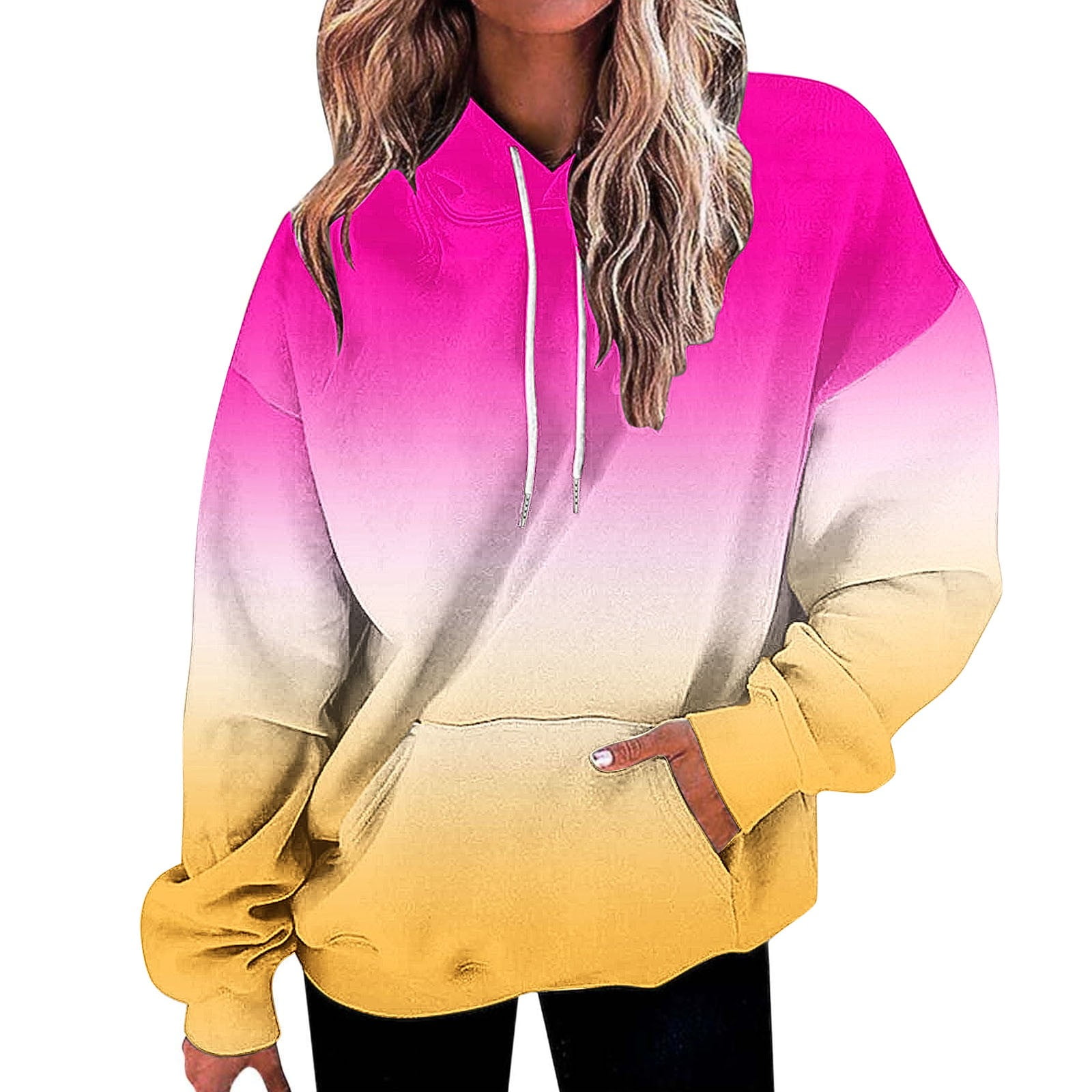 GSPCLAM Gradient Graphic Hooded Sweatshirts for Women Plus Size Tops ...