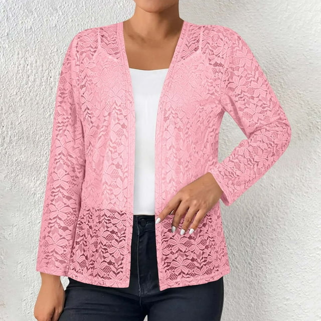 GSPCLAM Lace Cardigan for Women Comfortable Long Sleeve Open Front ...