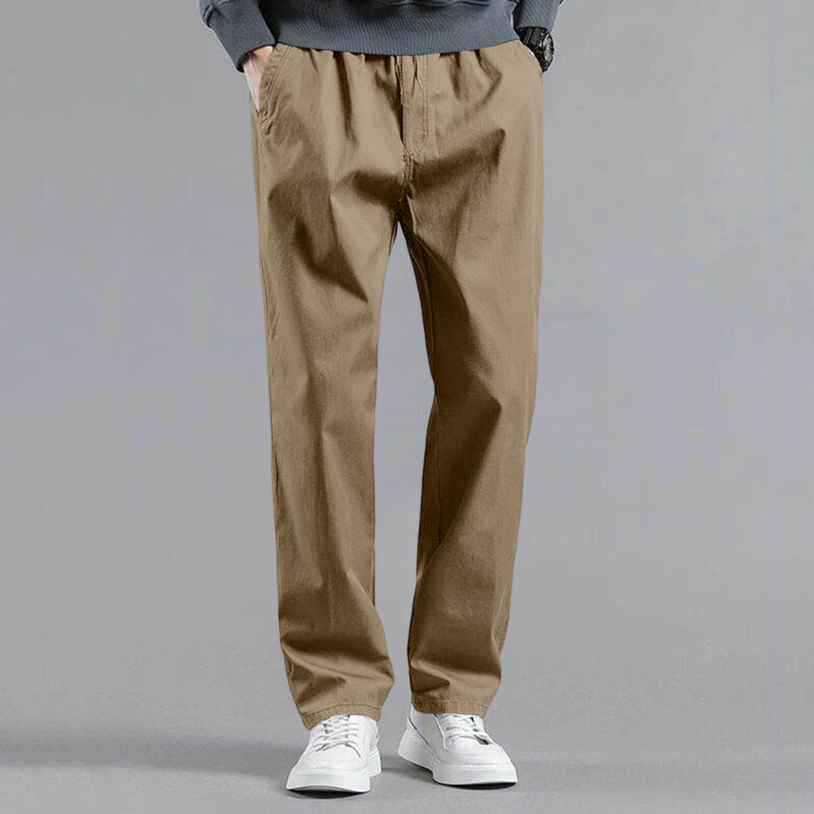 GSPCLAM Men's Drawstring Pants Casual Regular Fit Pants with Pockets ...