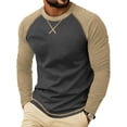 GSPCLAM Mens Basic T-Shirt Casual Two-Tone Long Sleeves Tops Stretch ...