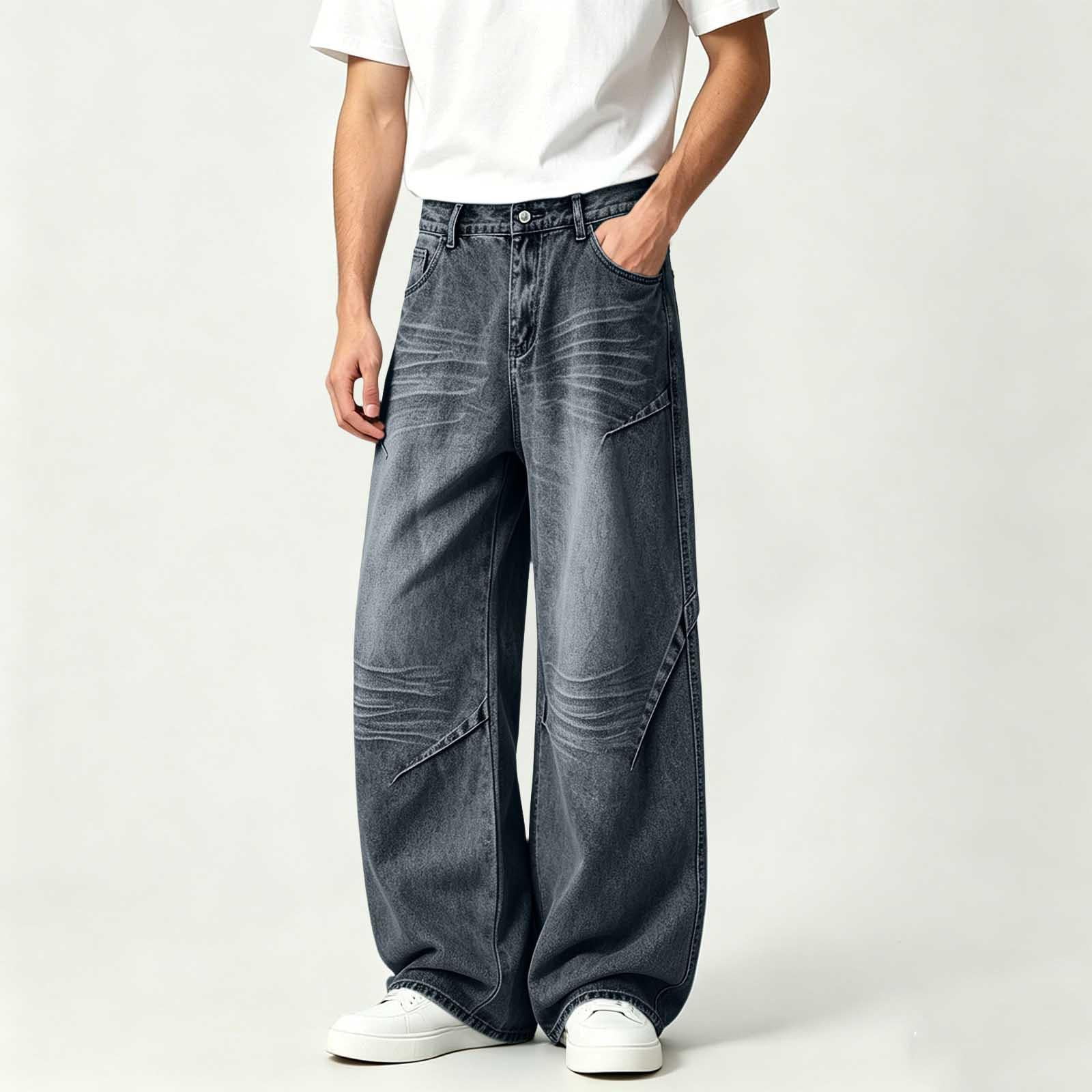 GSPCLAM Mens Denim Pants Y2K Relaxed Fit Pants with Side pockets ...