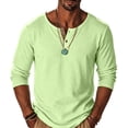 GSPCLAM Solid T-Shirt for Men Breathable Half Button Long Sleeve Tops ...