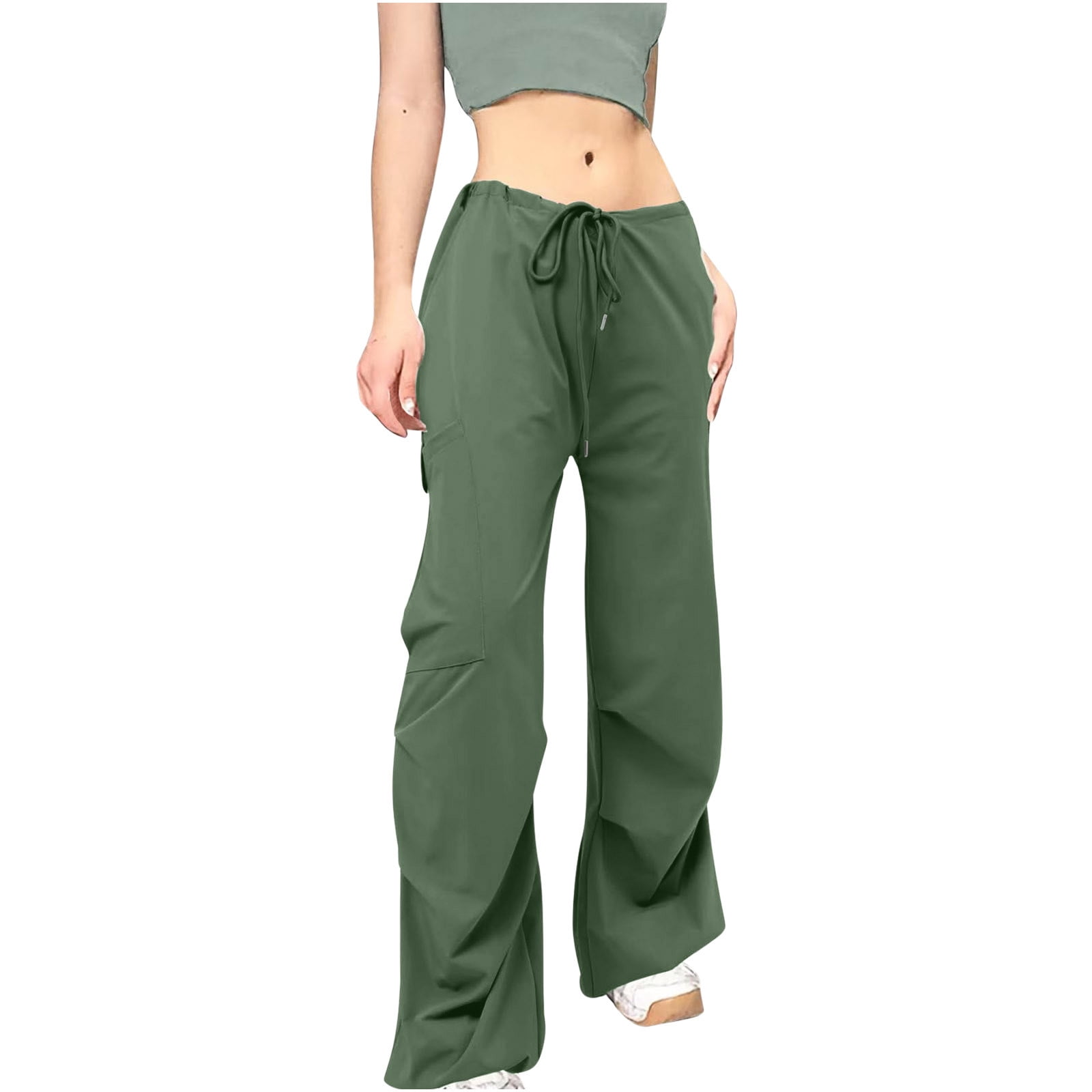 GSPCLAM Straight-Leg Womens Cargo Pants Street Style Low Waisted Girl ...