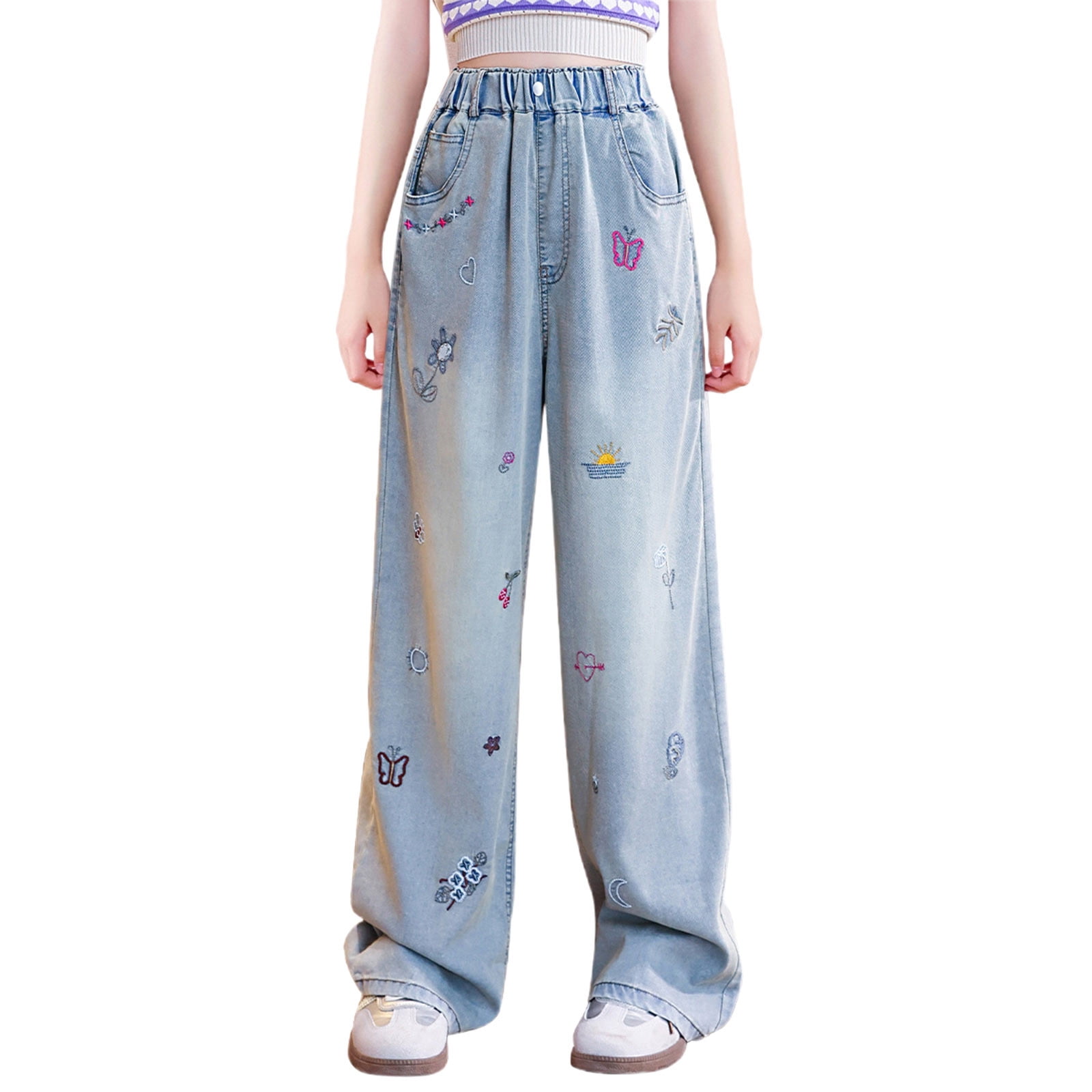 GSPCLAM Tween Girls Pants with Pockets 11 Years, High Waisted Wide Leg ...