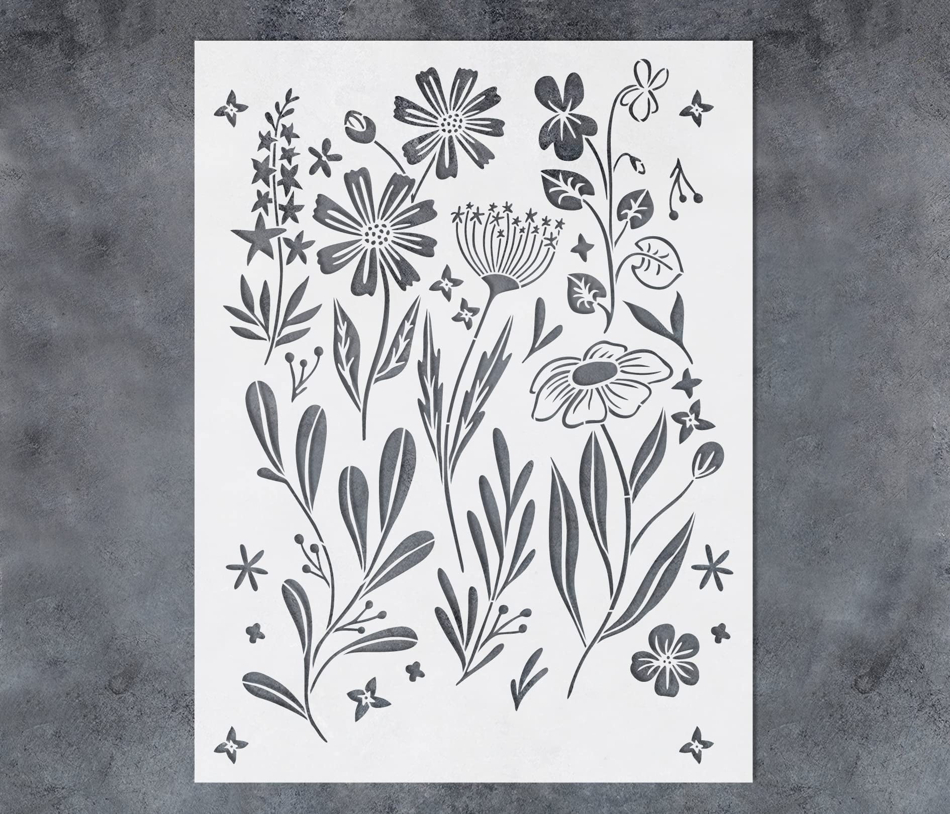 GSS Designs Wildflower Stencil for Painting on Wall Wood Canvas ...