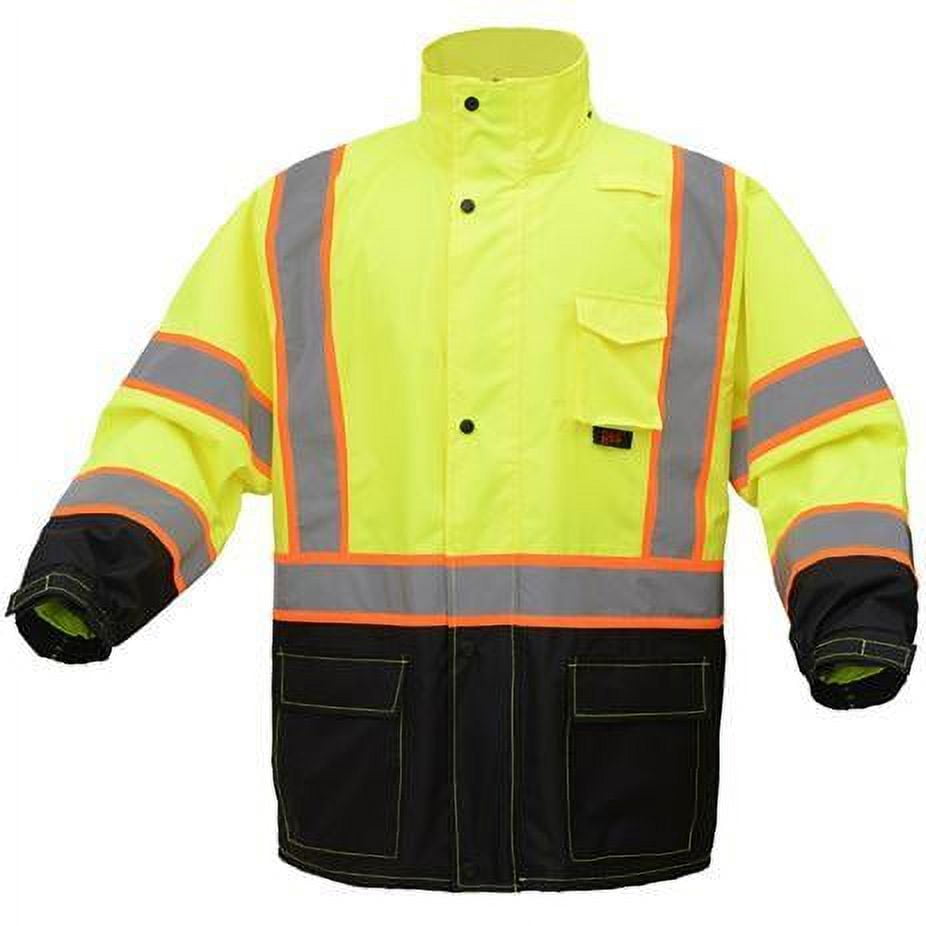 GSS Safety Class 3 Premium Two-Tone Hooded Rain Coat with Black Bottom ...
