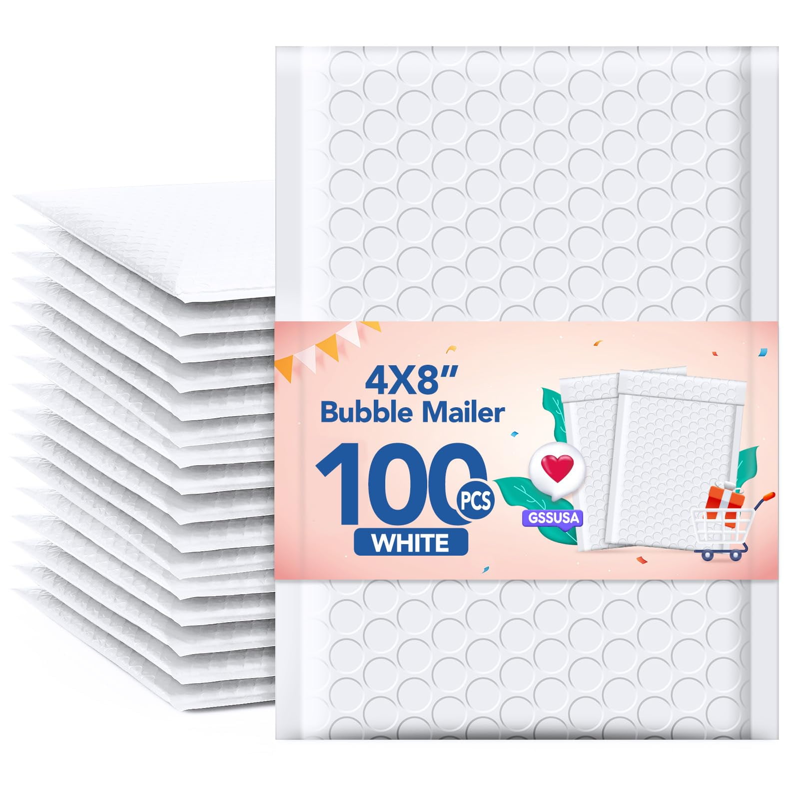 GSSSUSA Bubble Mailers 4x8 Inch 100 Pack Padded Envelopes Usable Size ...