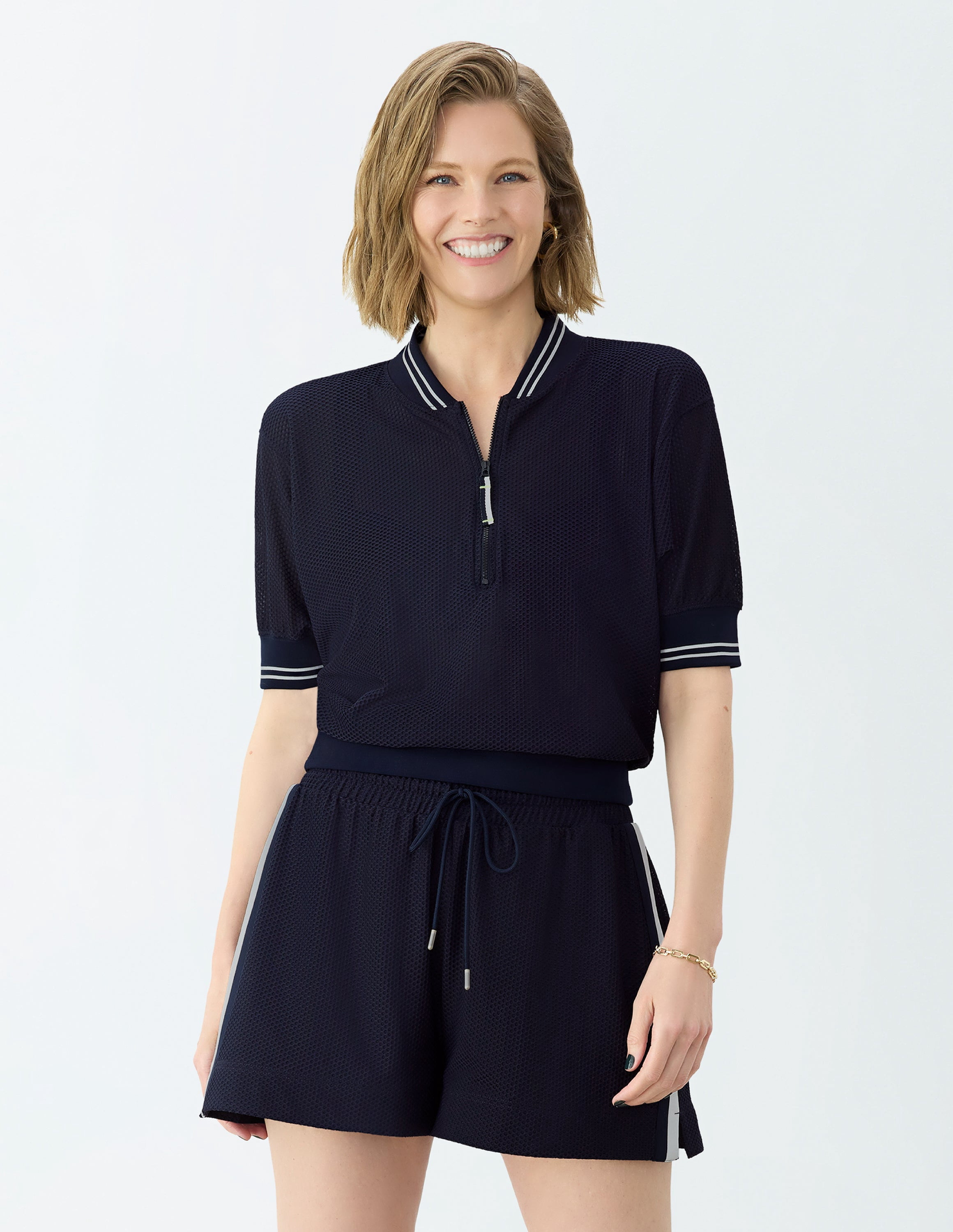 GSTQ Mesh Zip-Front Top Midnight Size XS - Walmart.com