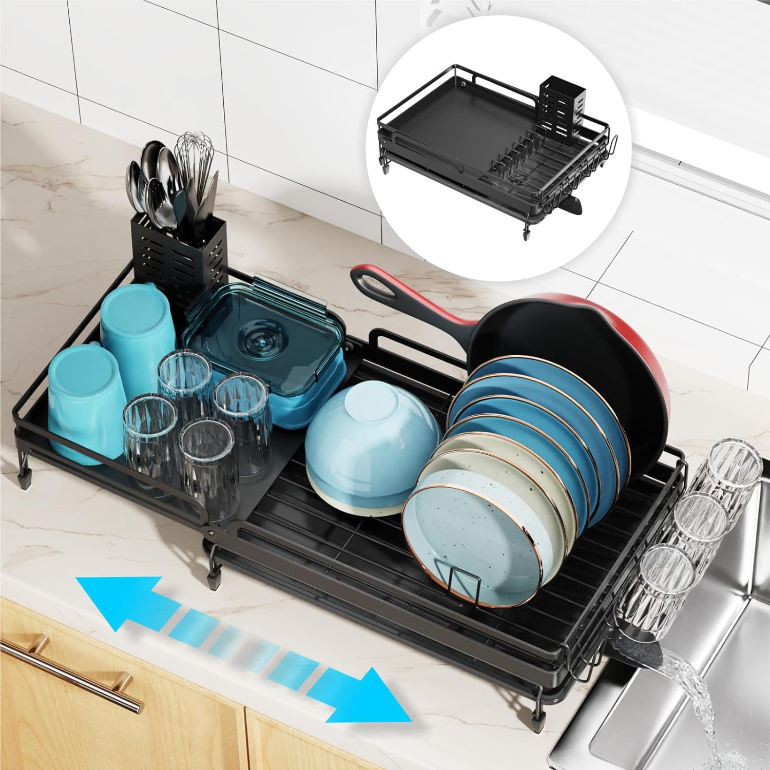GSlife Expandable Dish Drying Rack - Stainless Steel Dish Rack for ...
