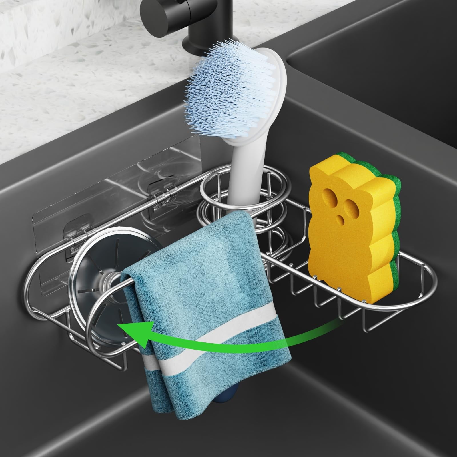 GSlife Sponge Holder for Square Corner - Expandable Caddy for Kitchen ...