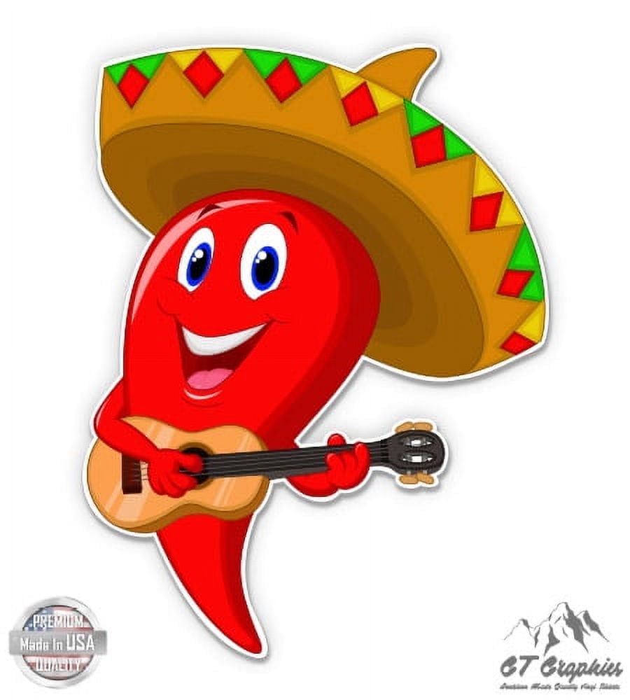 GT Graphics Mexican Chili Pepper Sombrero Vinyl Sticker, 3 Count ...