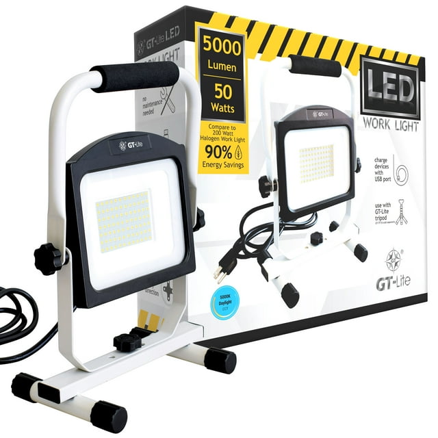 GT-Lite 5000 Lumen LED Portable Work Light with USB - Walmart.com