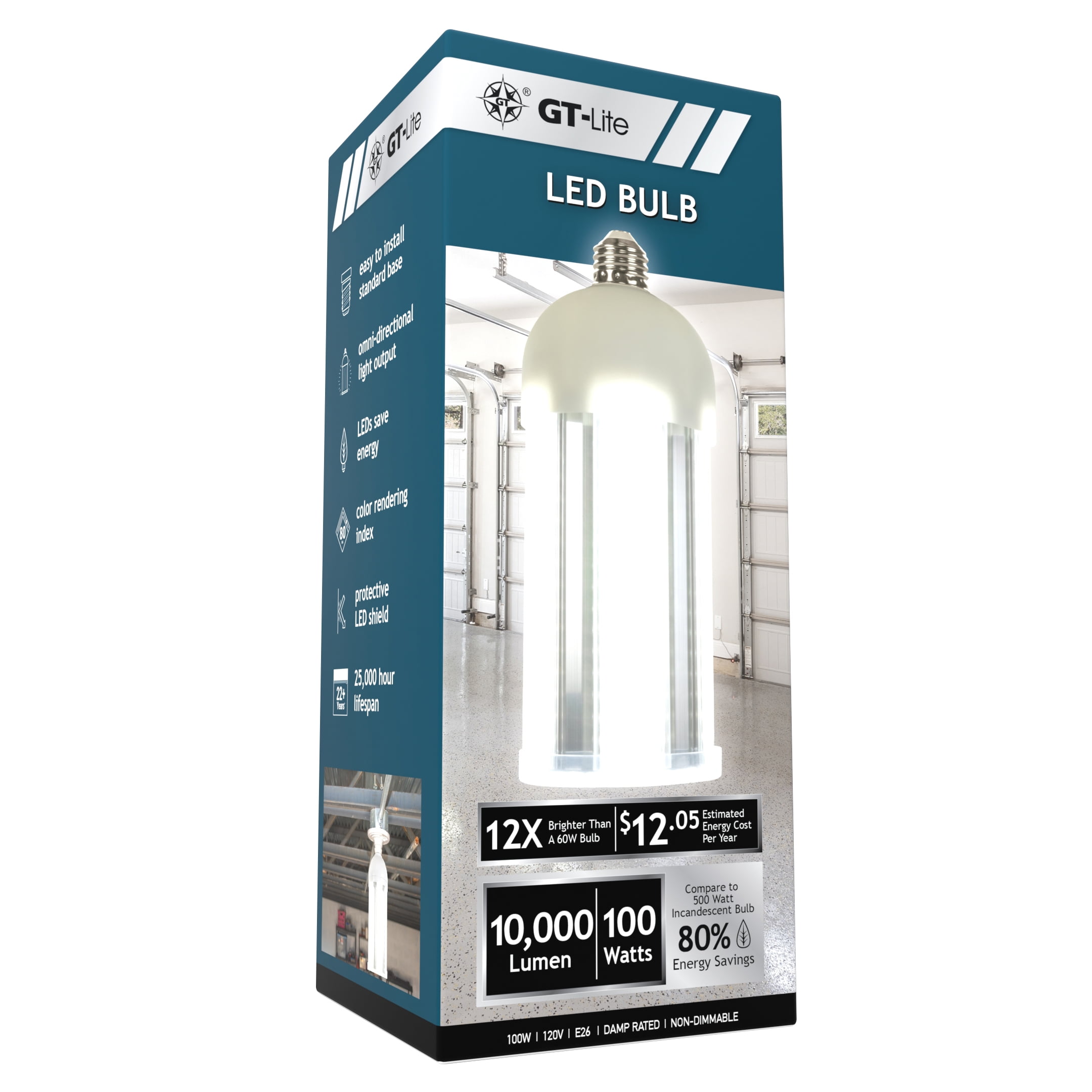 GT Lite, 100W LED Cob Light Bulb, 10000 Lumens, E26 Base - Walmart.com