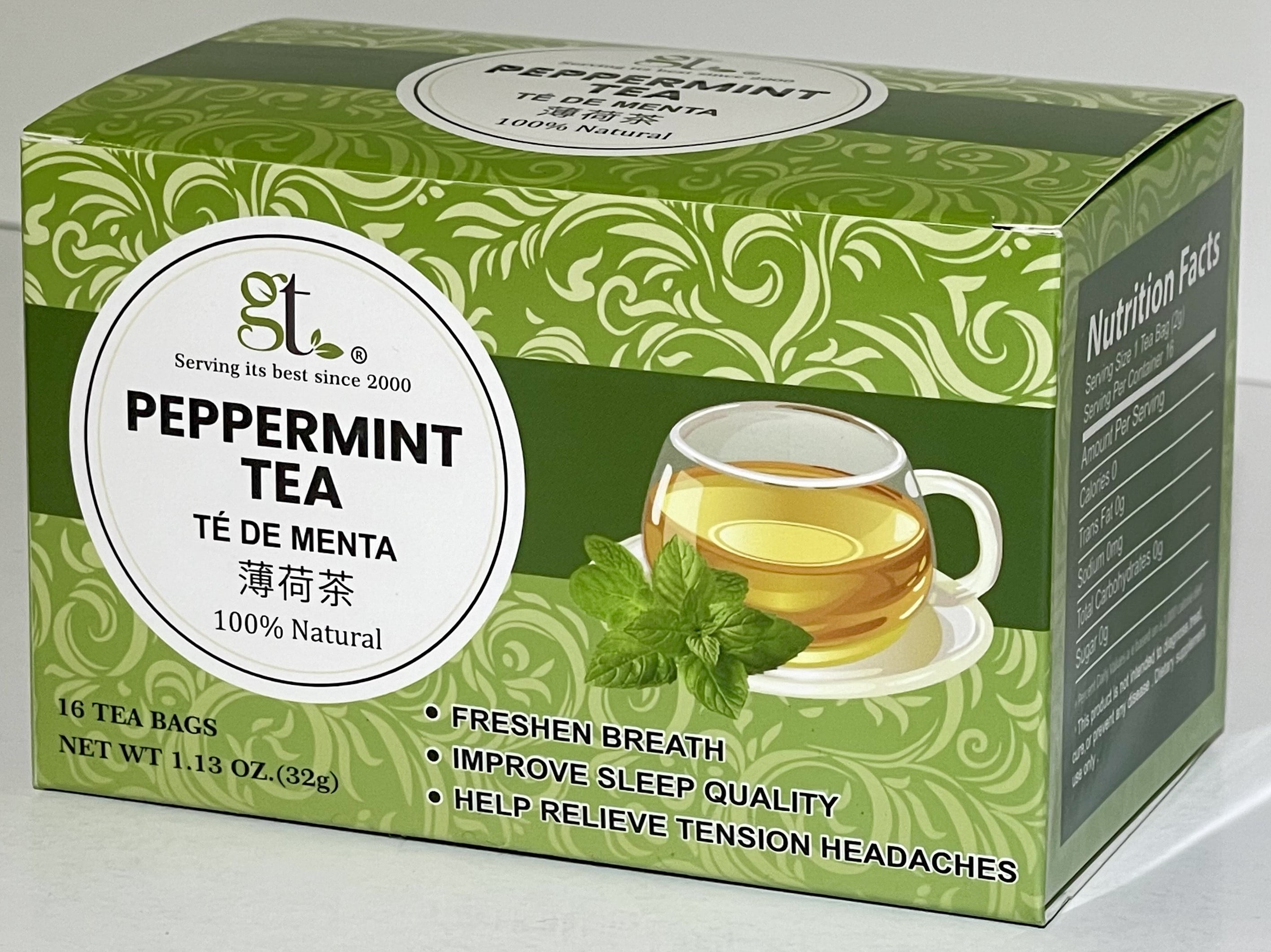 GT Peppermint Tea, 1.13 Ounce Box (16 Tea Bags) - Walmart.com