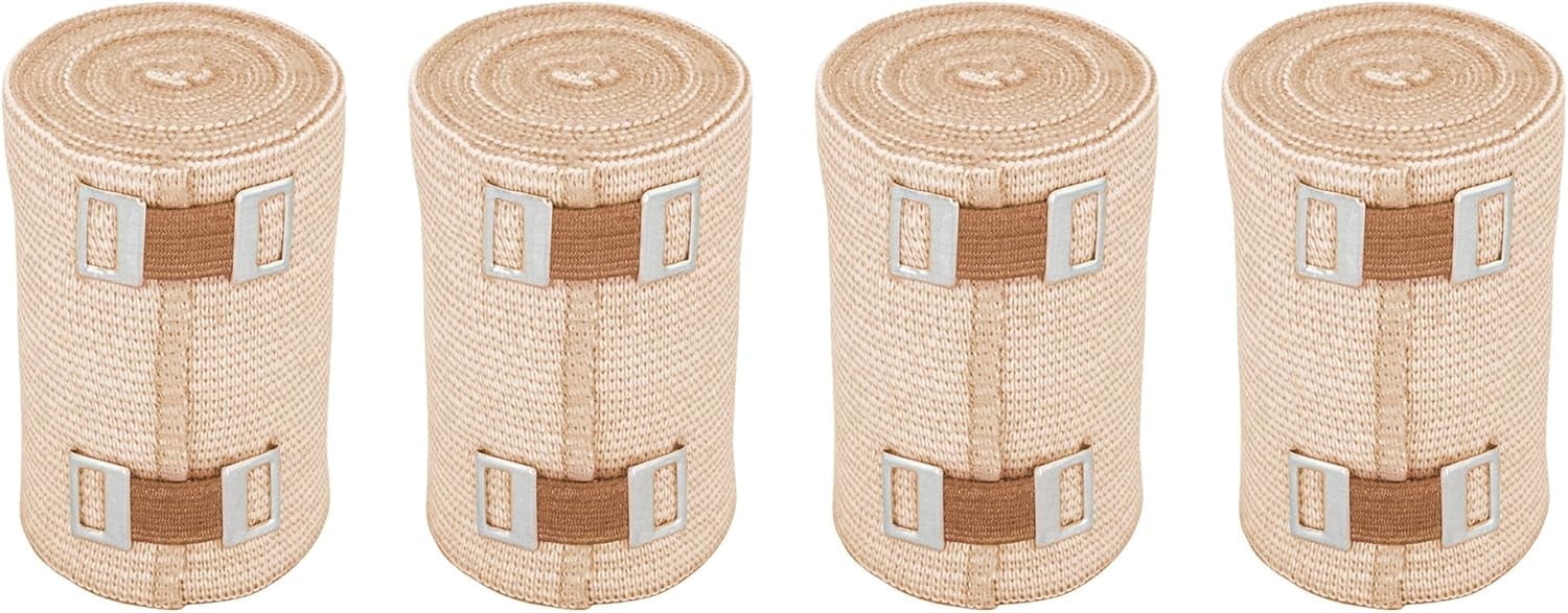 Premium Elastic Bandage Wrap (3" Wide, 4 Pack) - Made of USA Grown Soft ...