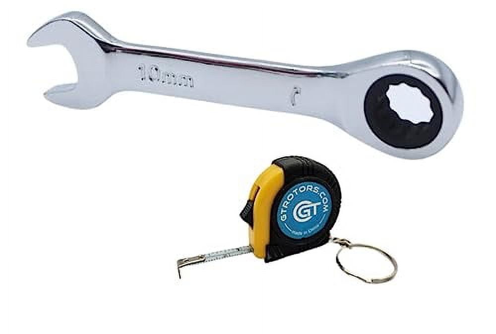 GT//Rotors 10mm Stubby Ratchet Socket Wrench (Free Bonus: Mini 3FT Tape ...
