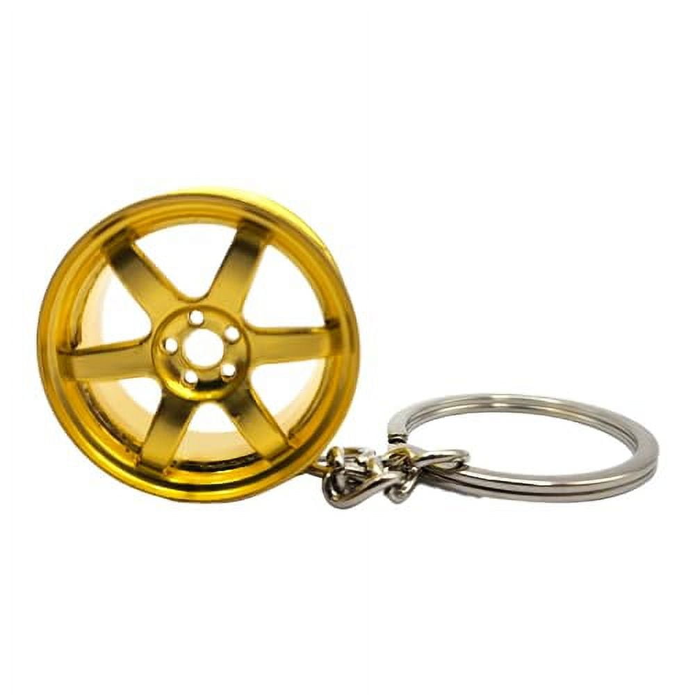 GT//Rotors Miniature Wheel Keychains for Car Enthusiasts (Gold TE37 ...