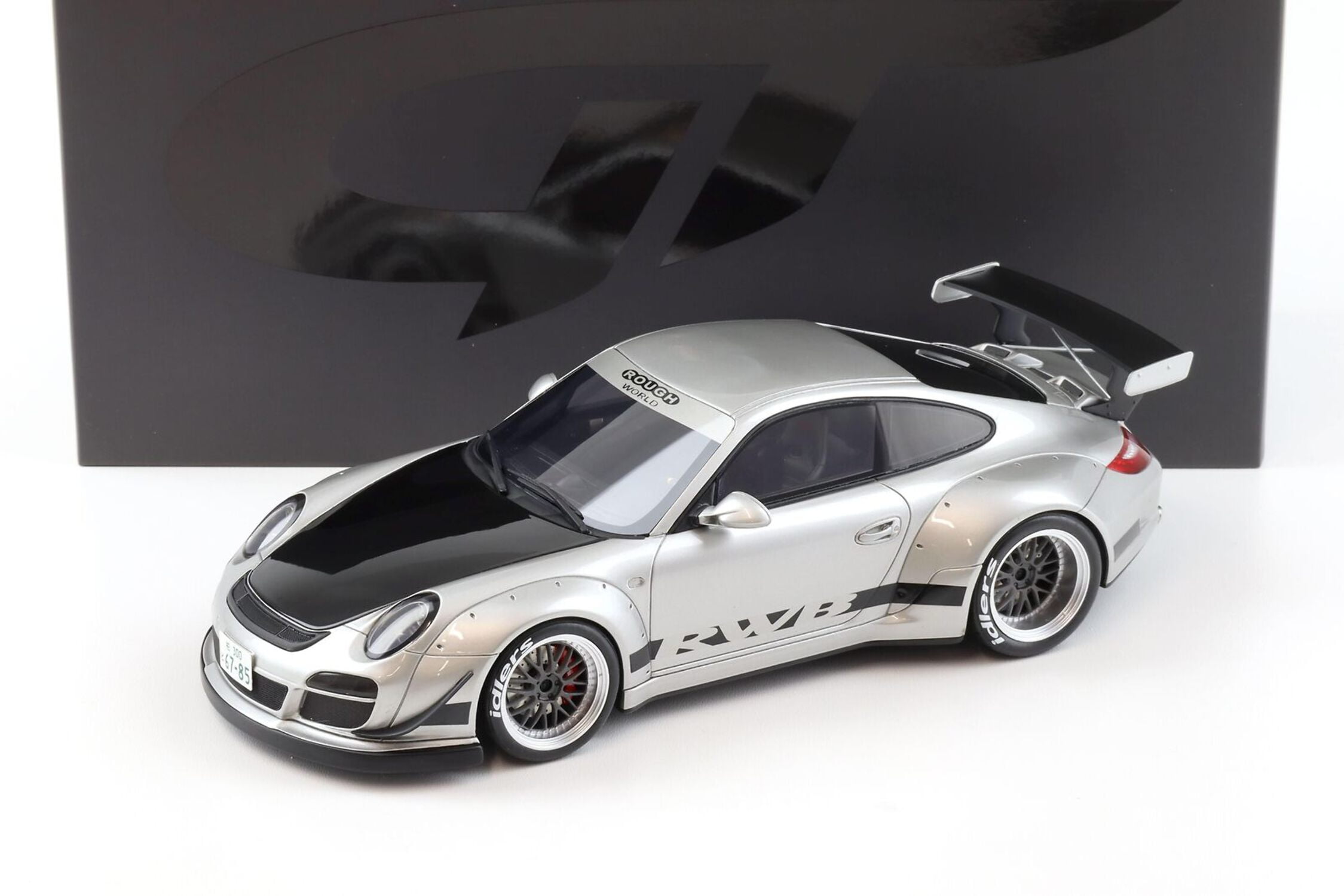 2024 Porsche 911 RWB Abu Silver Metallic with Black Hood 1/18 Model Car ...