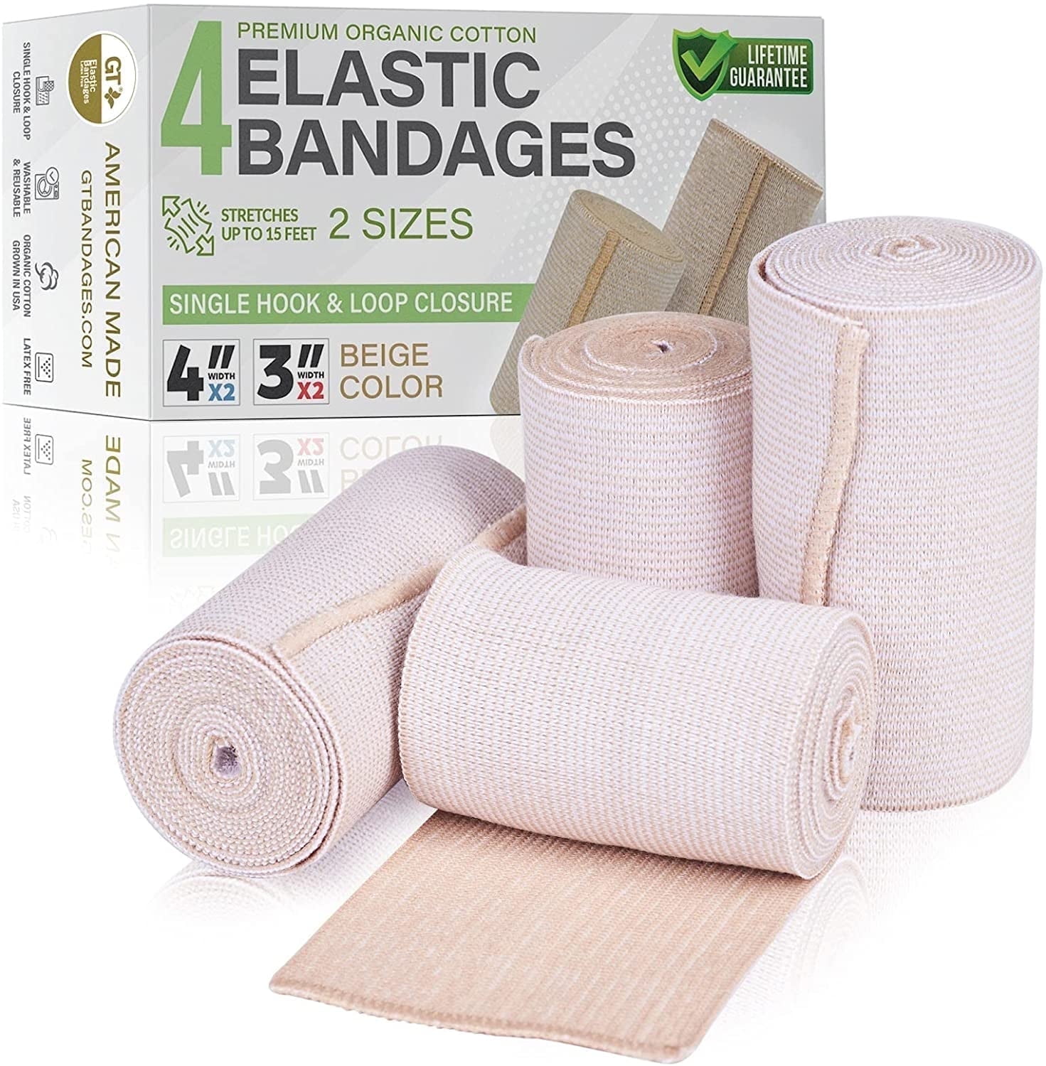 GT Soft | Latex Free Beige | USA Cotton Elastic Bandage | Set of Two 4 ...