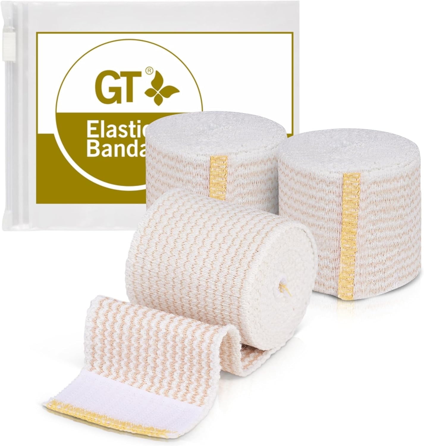GT USA Organic Cotton Elastic Bandage Wrap (2" Wide, 3 Pack) | Hook ...